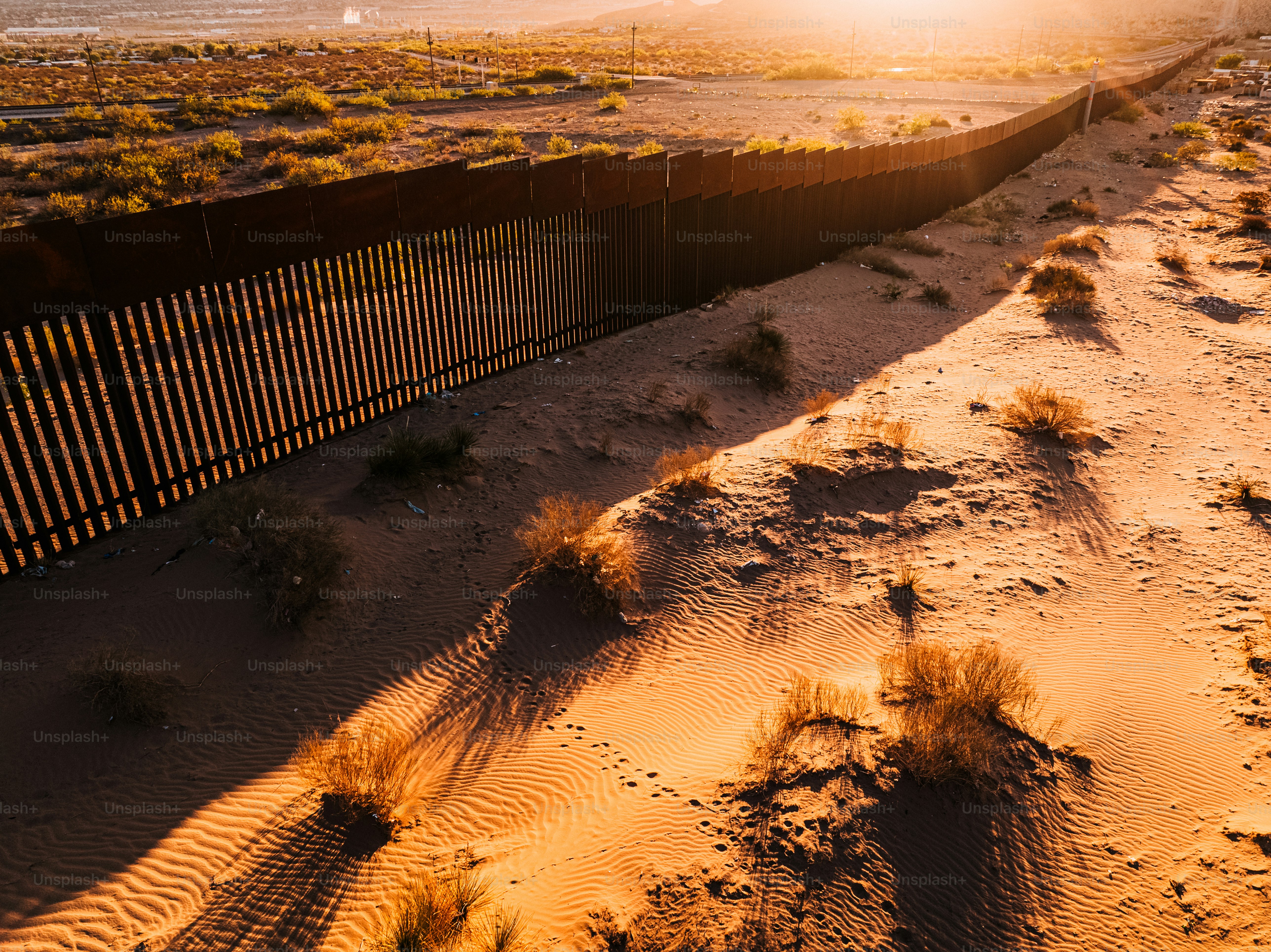 Elevated View of the U.S. Southern Border Wall “El Muro Fronterizo ...