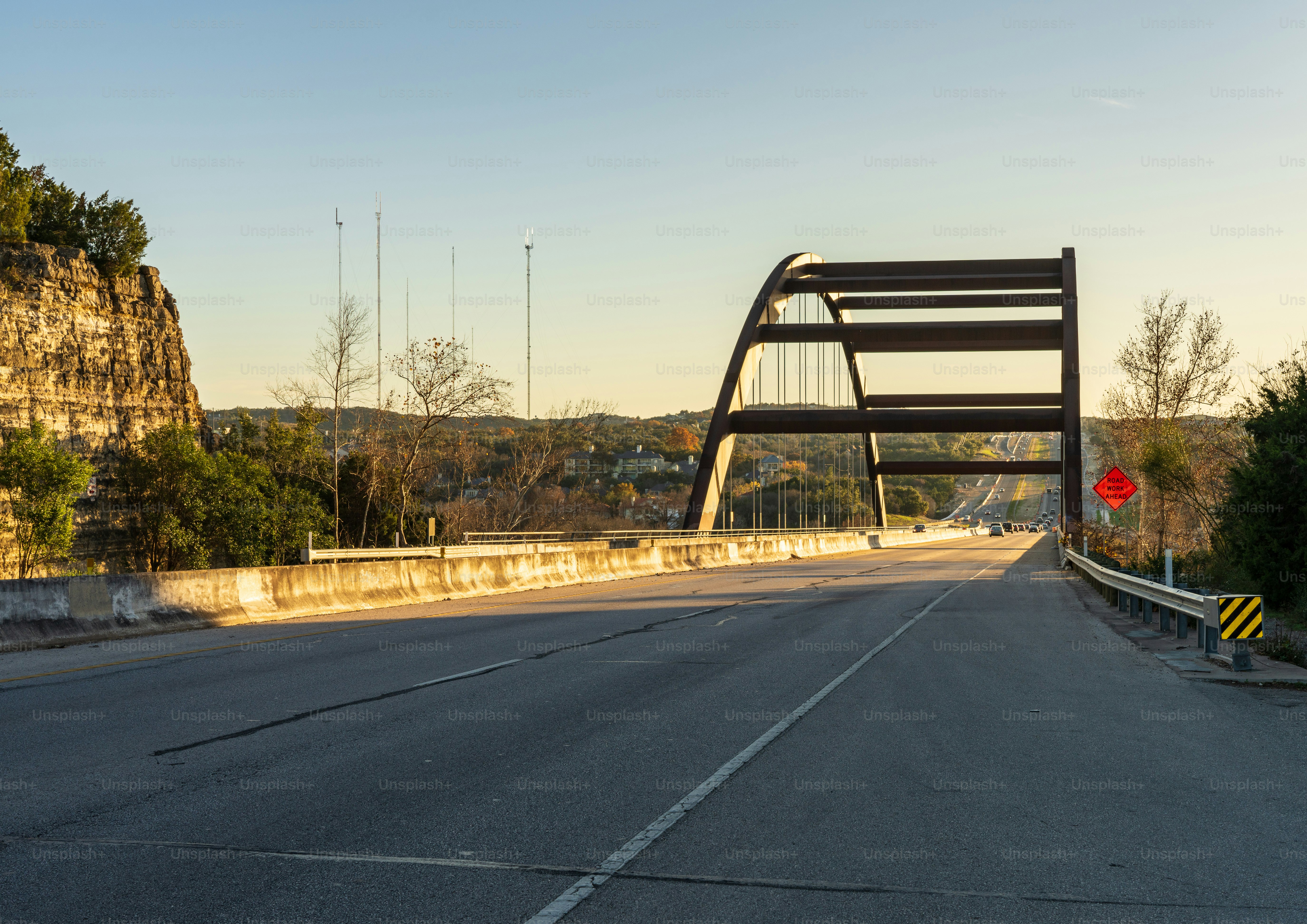Pennybacker suspension bridge or 360 Bridge over Colorado River from ...