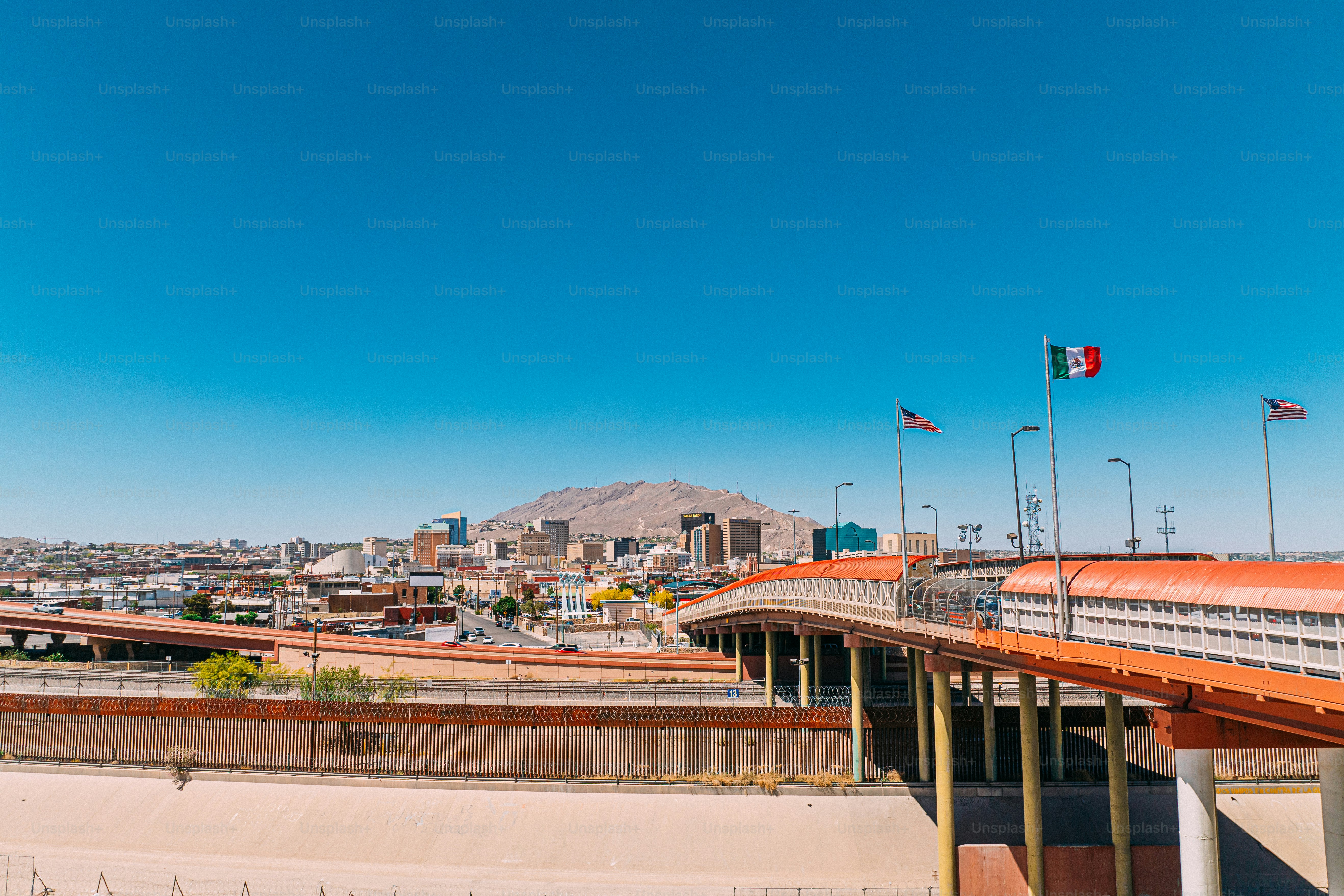 Elevated View of the "Paso del Norte" International Bridge at the ...