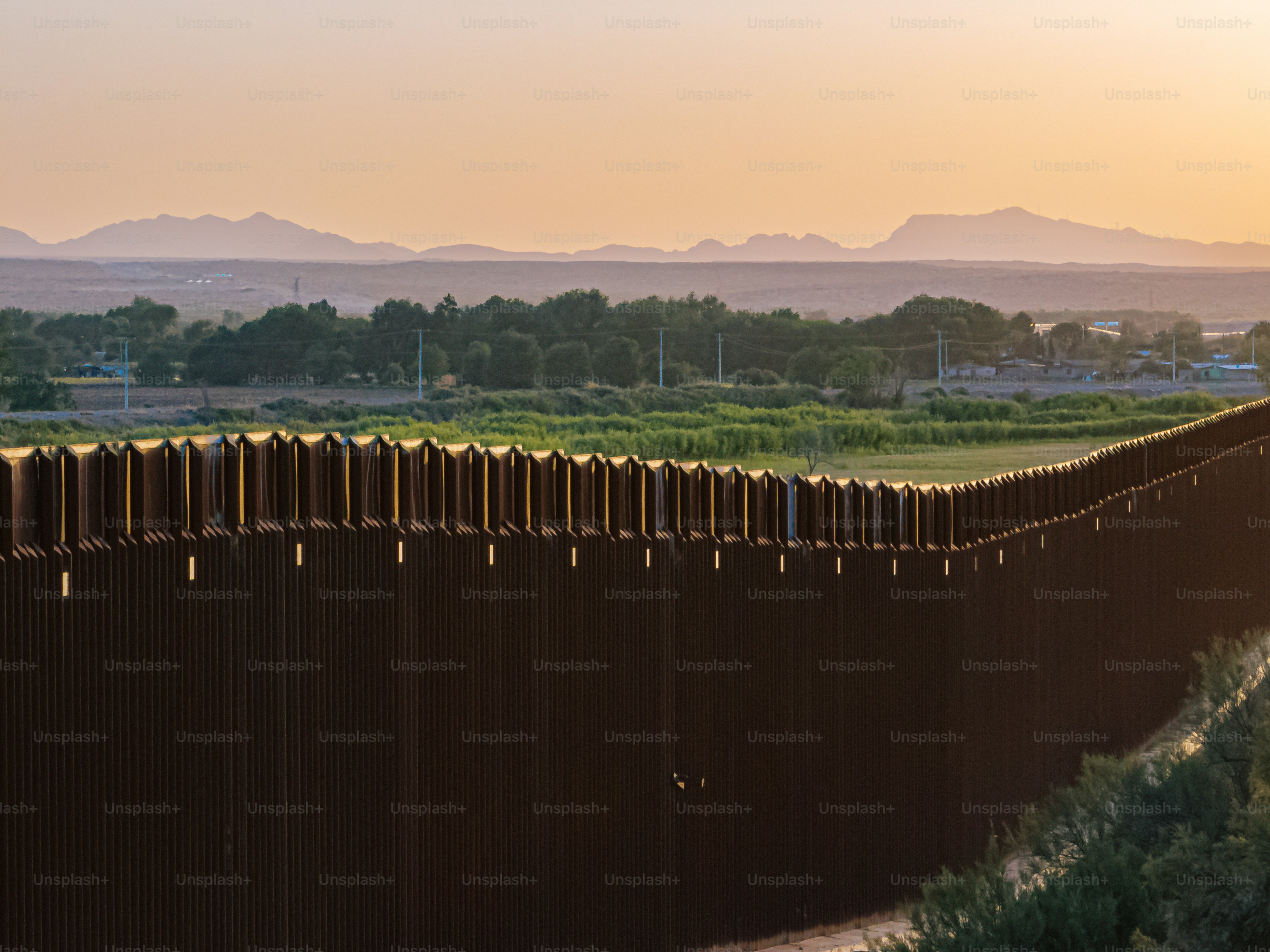 U.S. Southern Border Wall Fence separating El Paso, Texas and Ciudad ...
