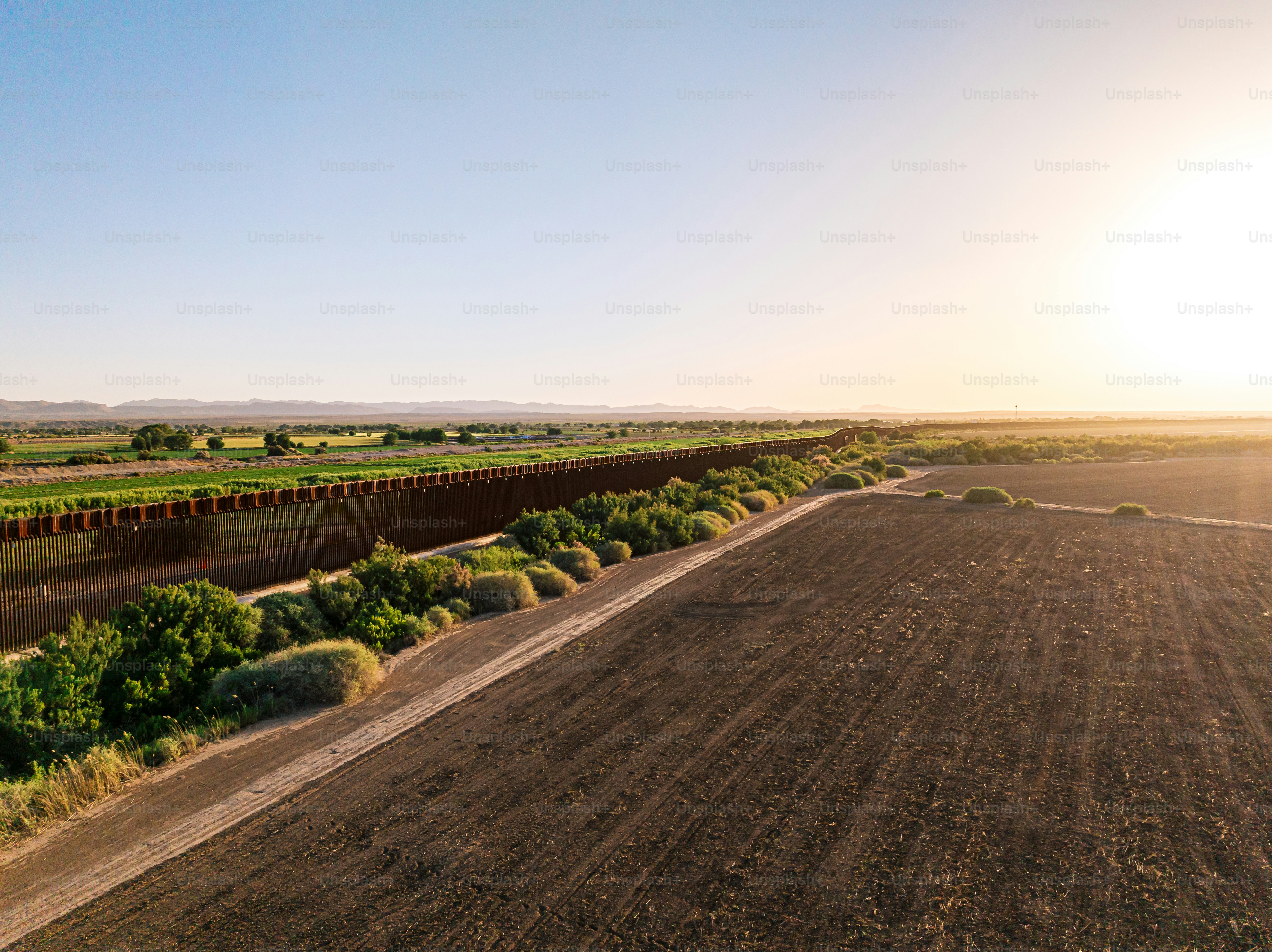 U.S. Southern Border Wall Fence separating El Paso, Texas and Ciudad ...