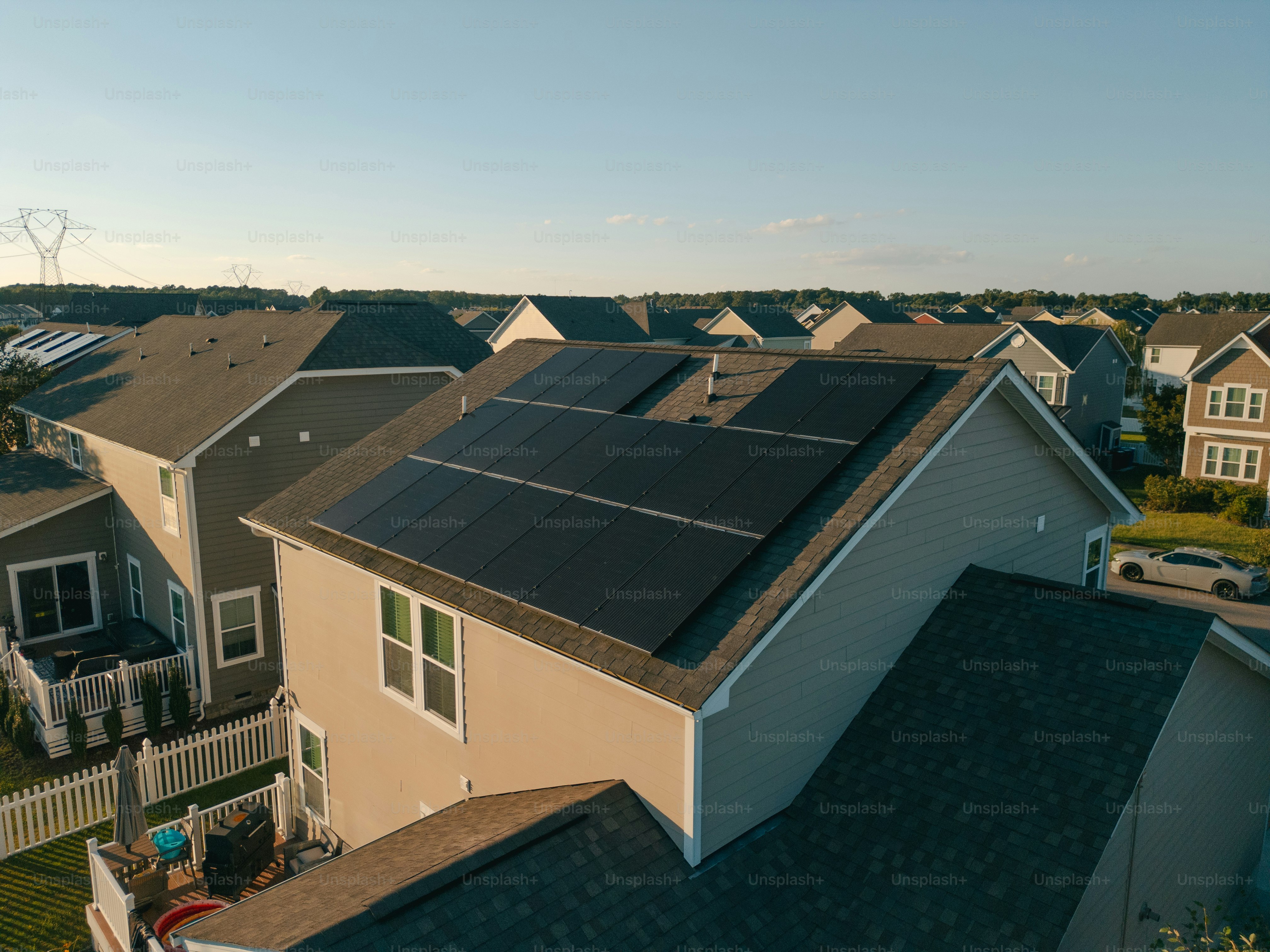 Golden Hour - Modern Middle Class Neighborhood - Dense Population photo ...