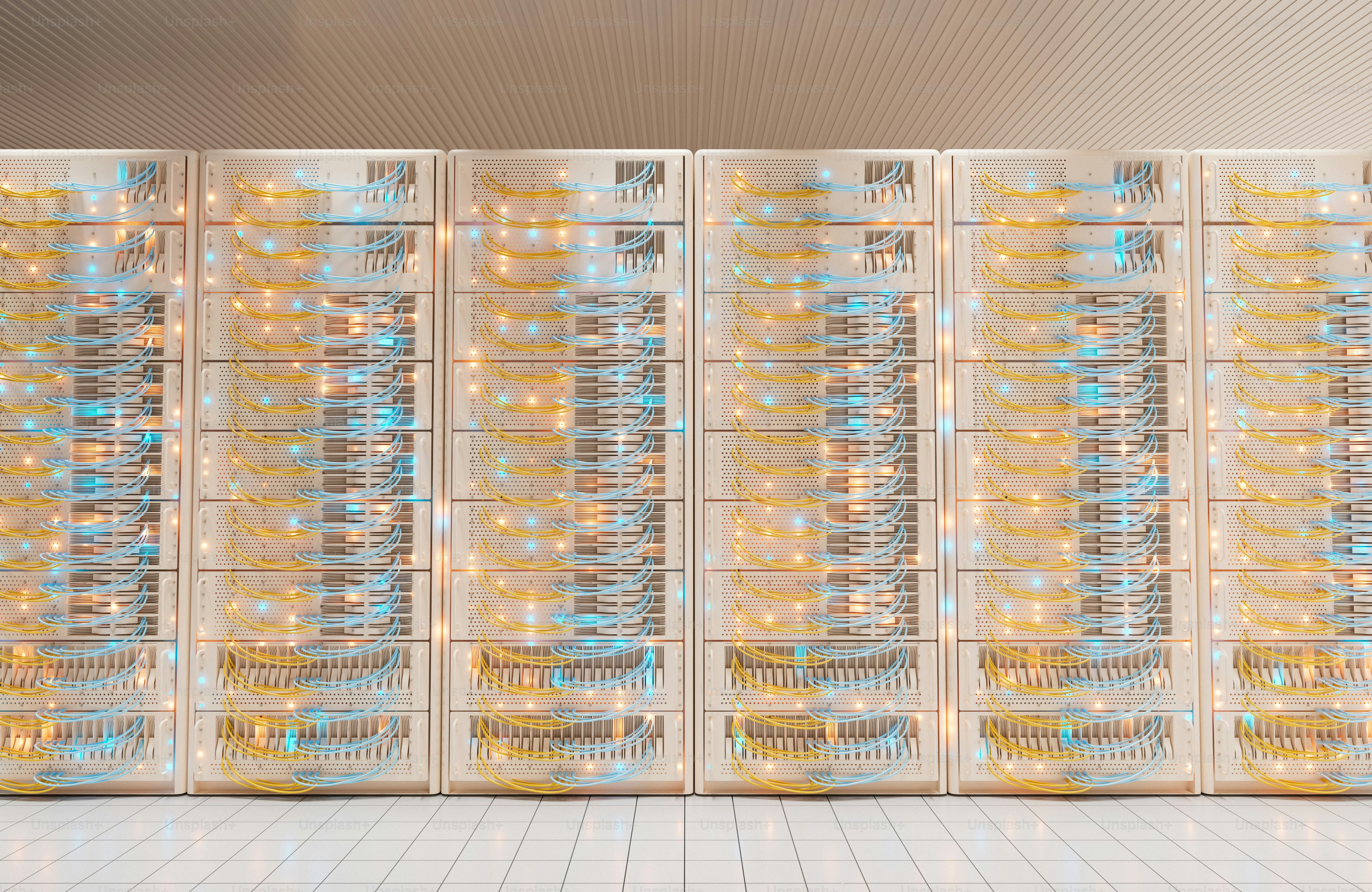 Data servers are arranged in a server room. photo – Technology Image on ...