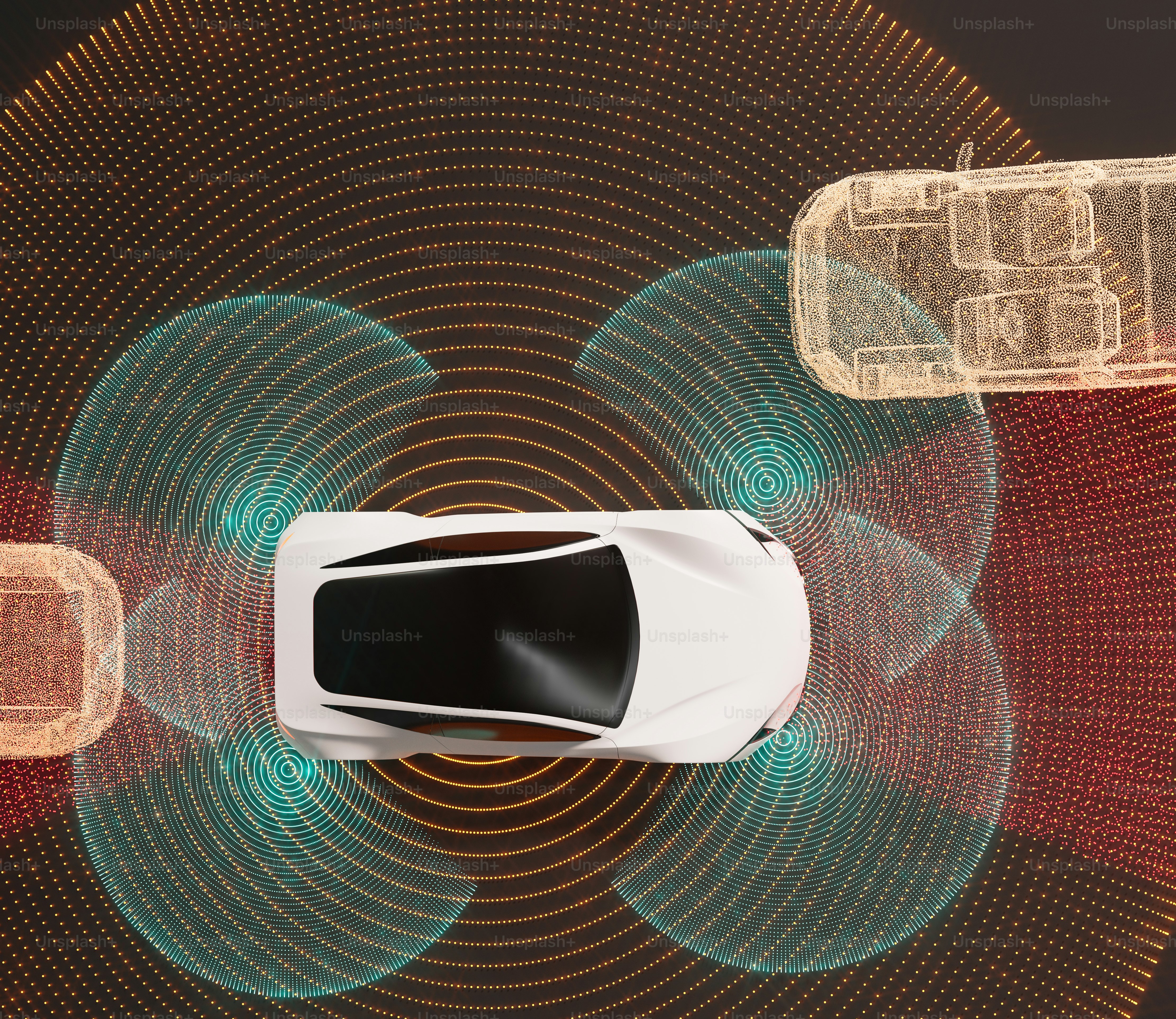 Car with sensors detecting surrounding vehicles. photo – Cars Image on ...