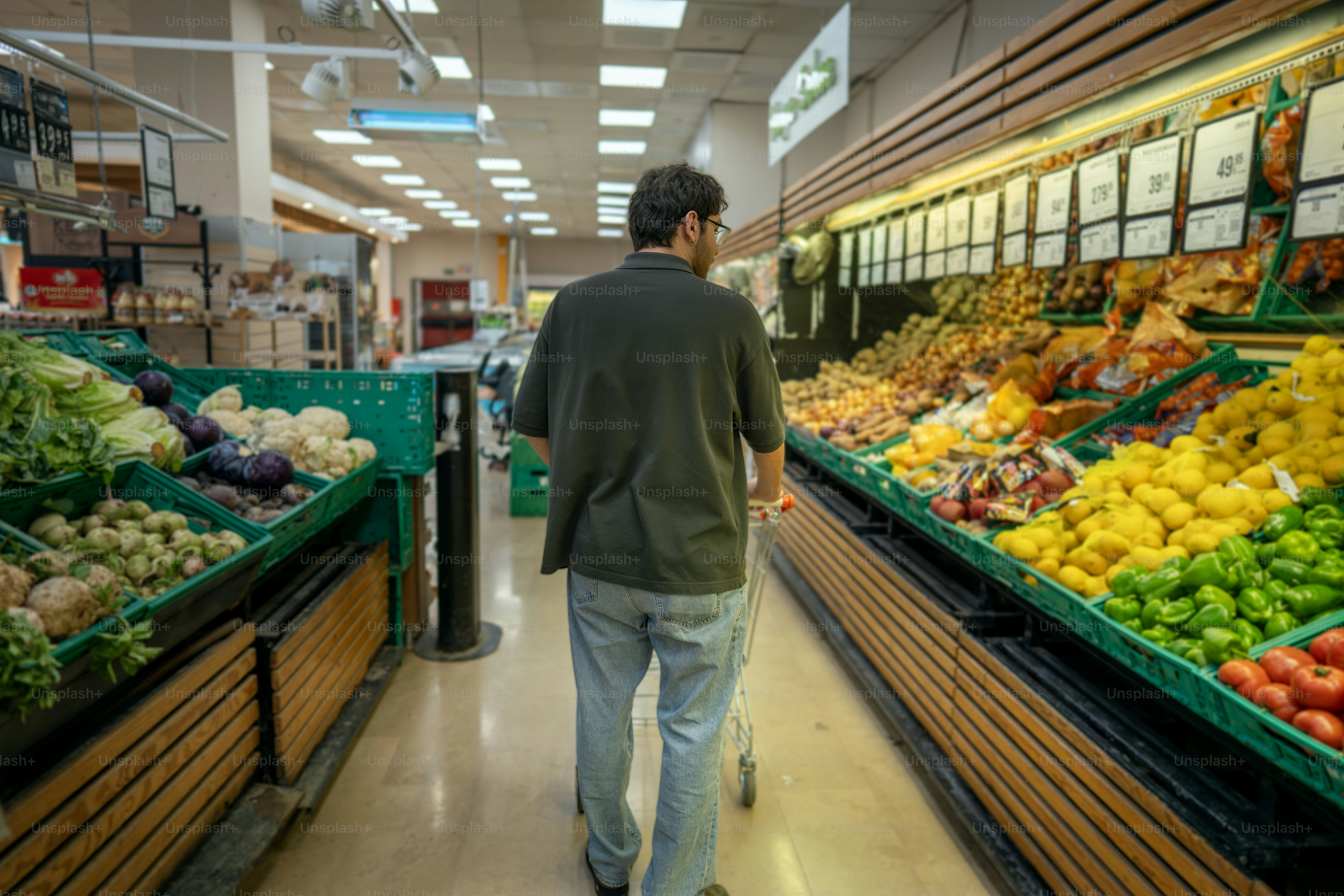 A man shops for groceries in the produce section. photo – Shopping ...