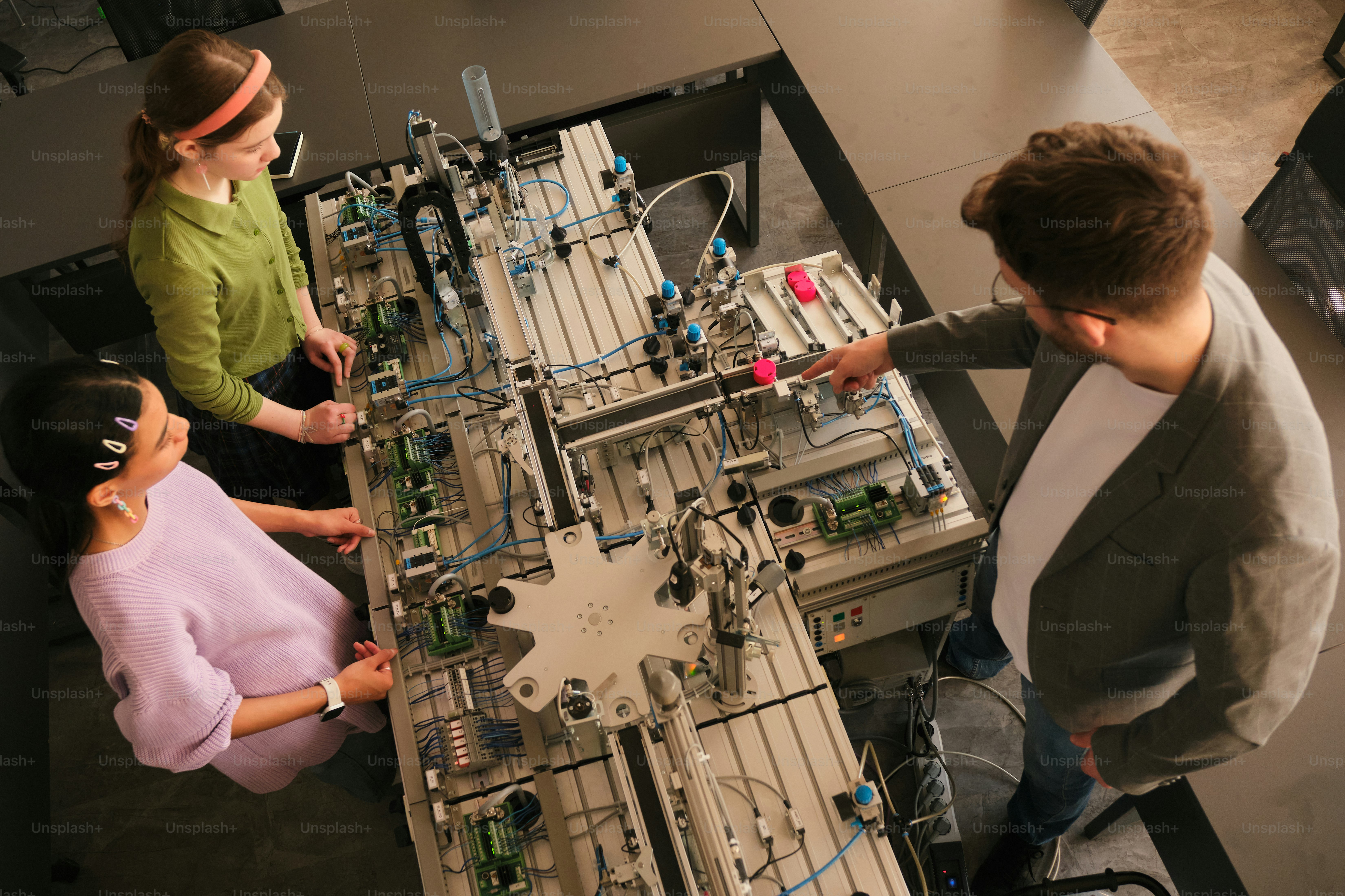 Two students work together on a complex machine. photo – Technology ...