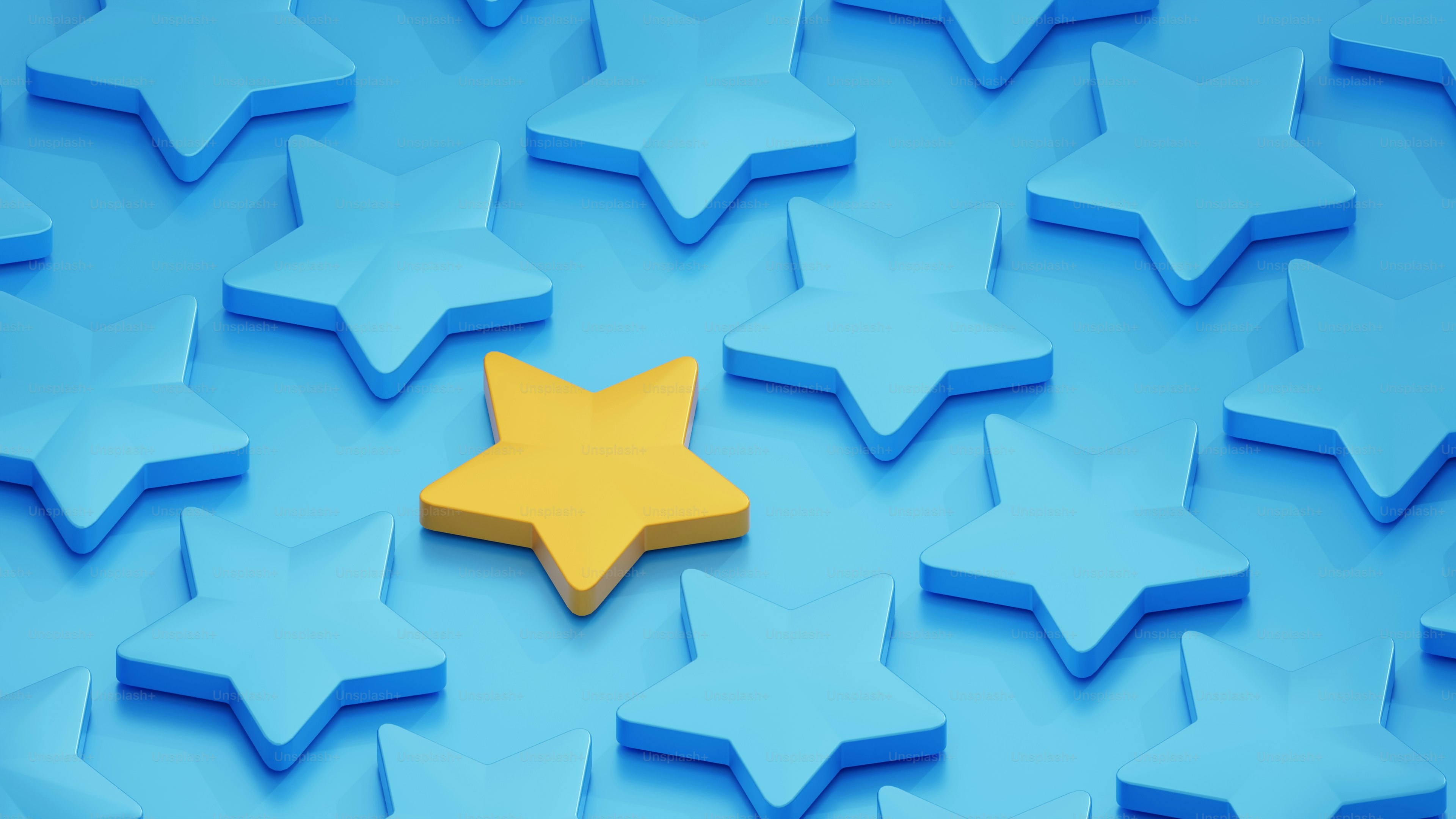 A single gold star stands out from blue ones. photo – Stars Image on ...