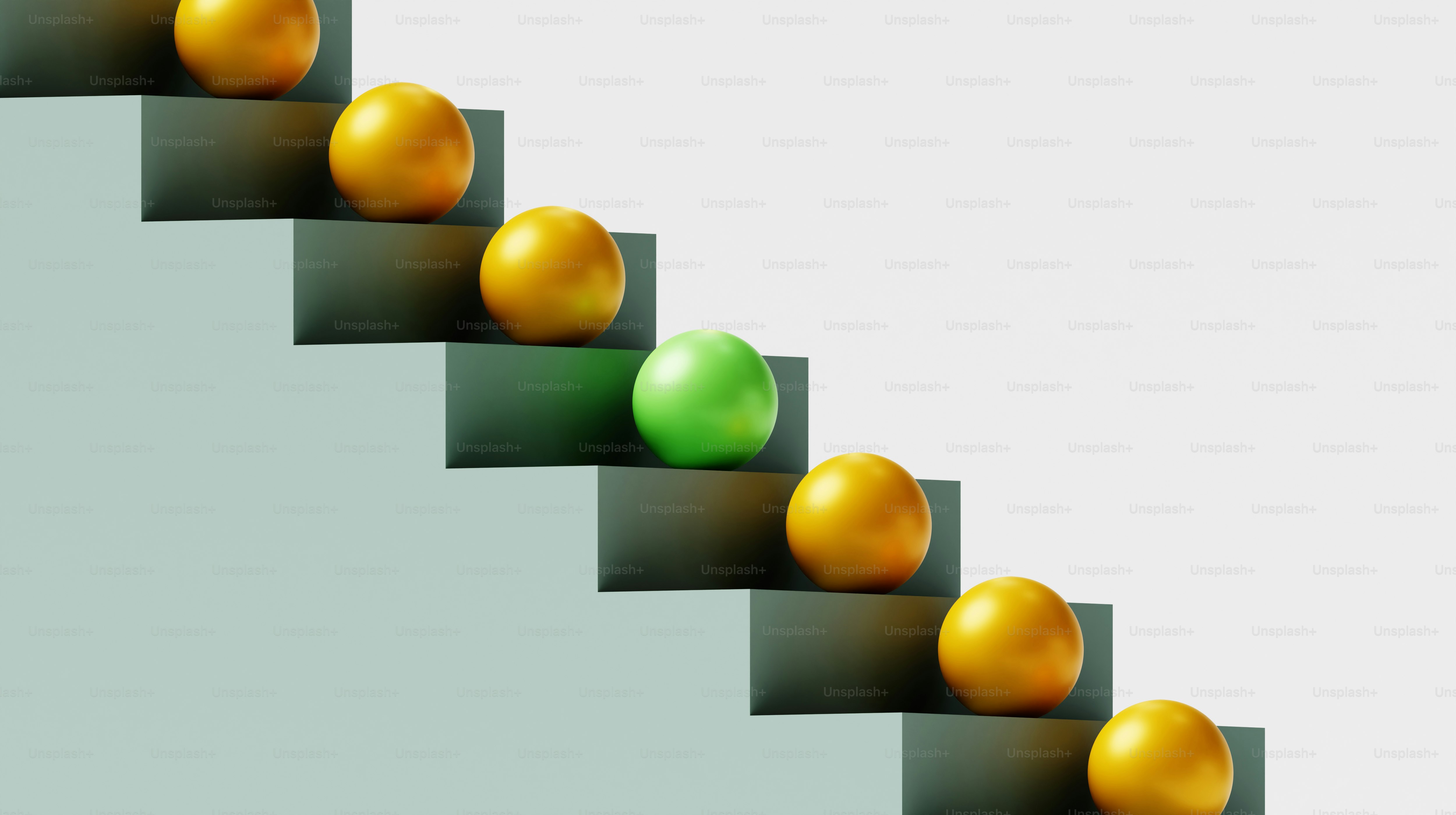 Balls on stairs, one different color. photo – 3d render Image on Unsplash