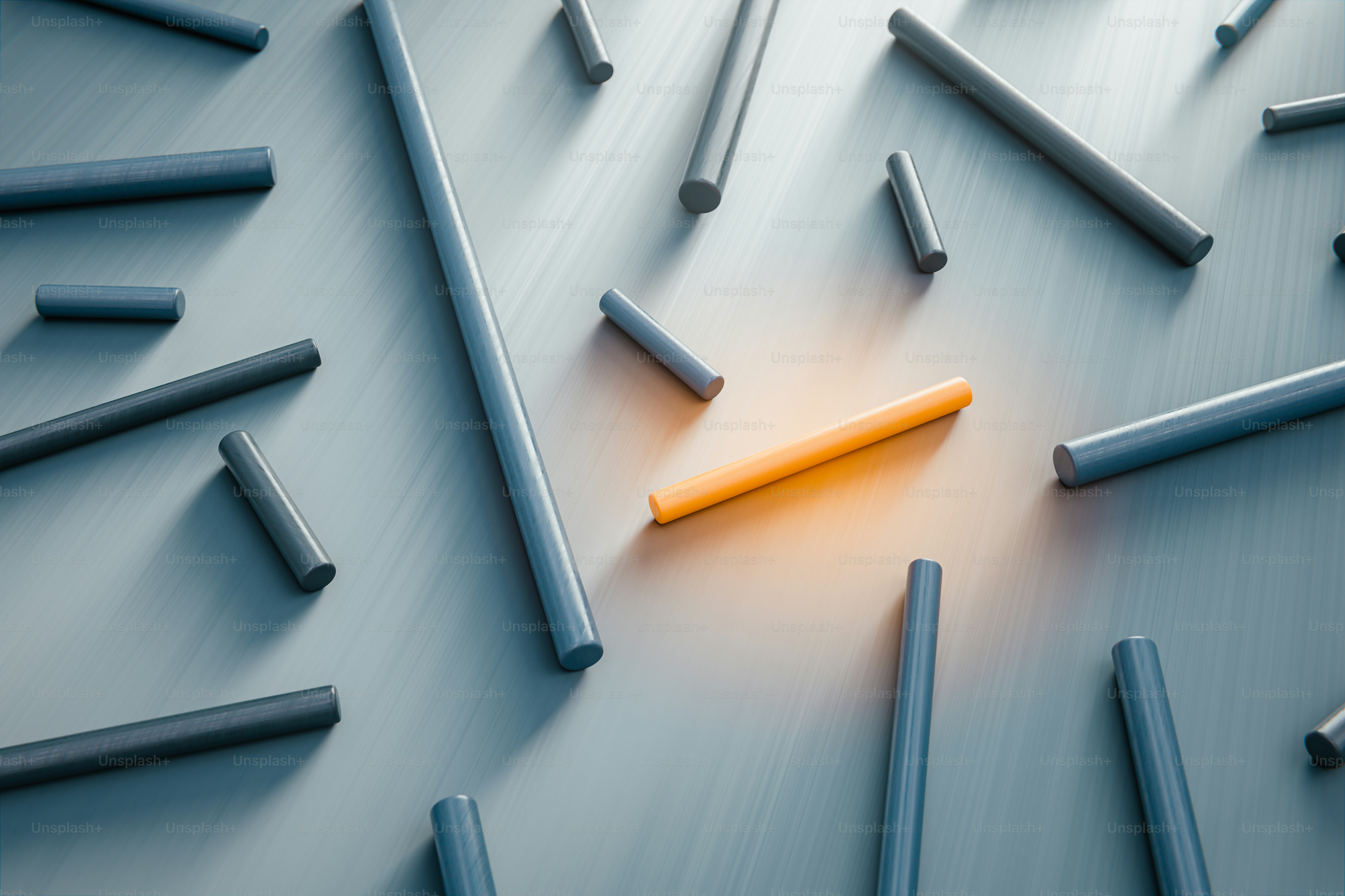 One yellow rod stands out among others. photo – Wallpaper Image on Unsplash