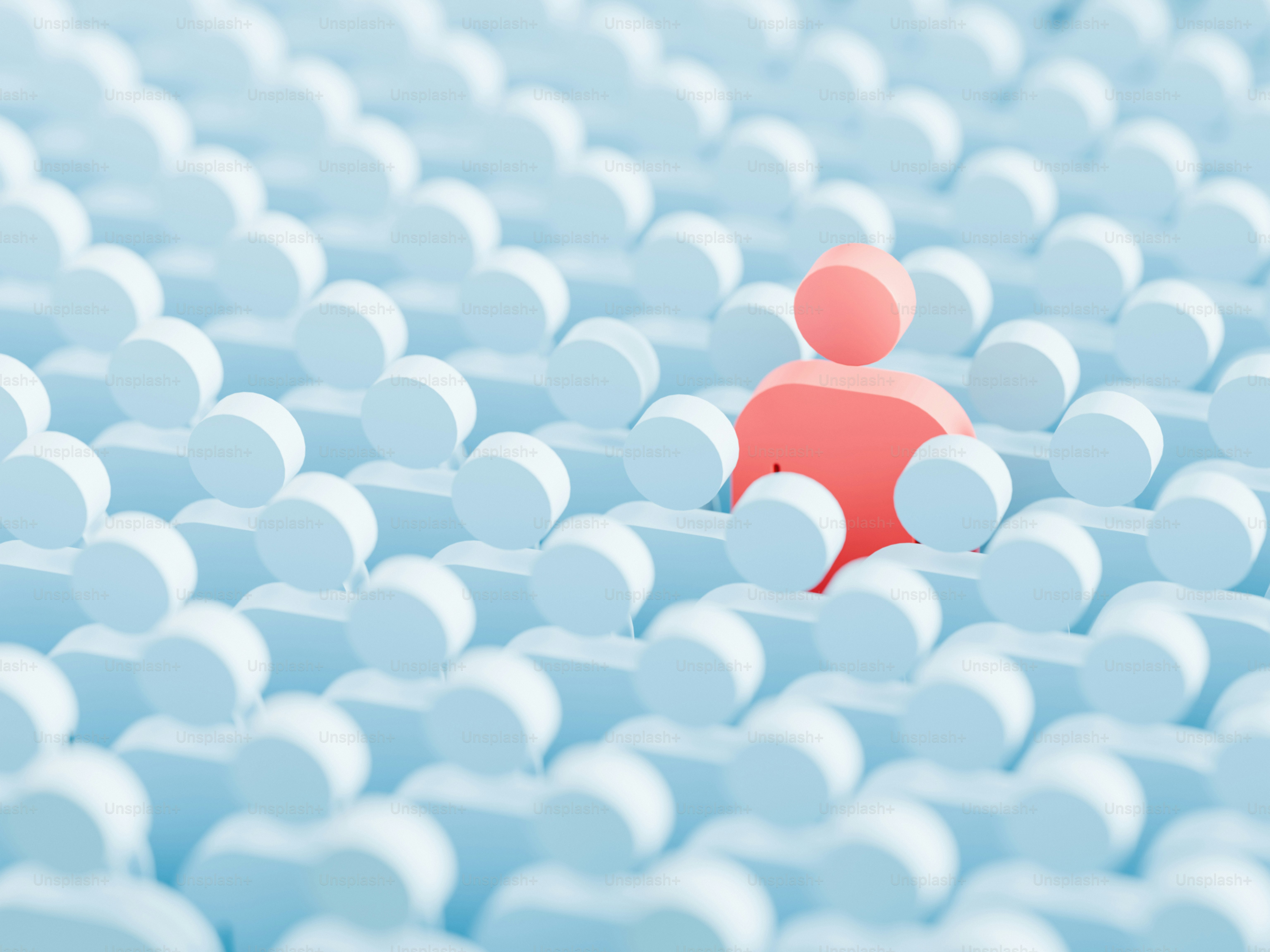 A single person stands out from the crowd. photo – 3d render Image on ...