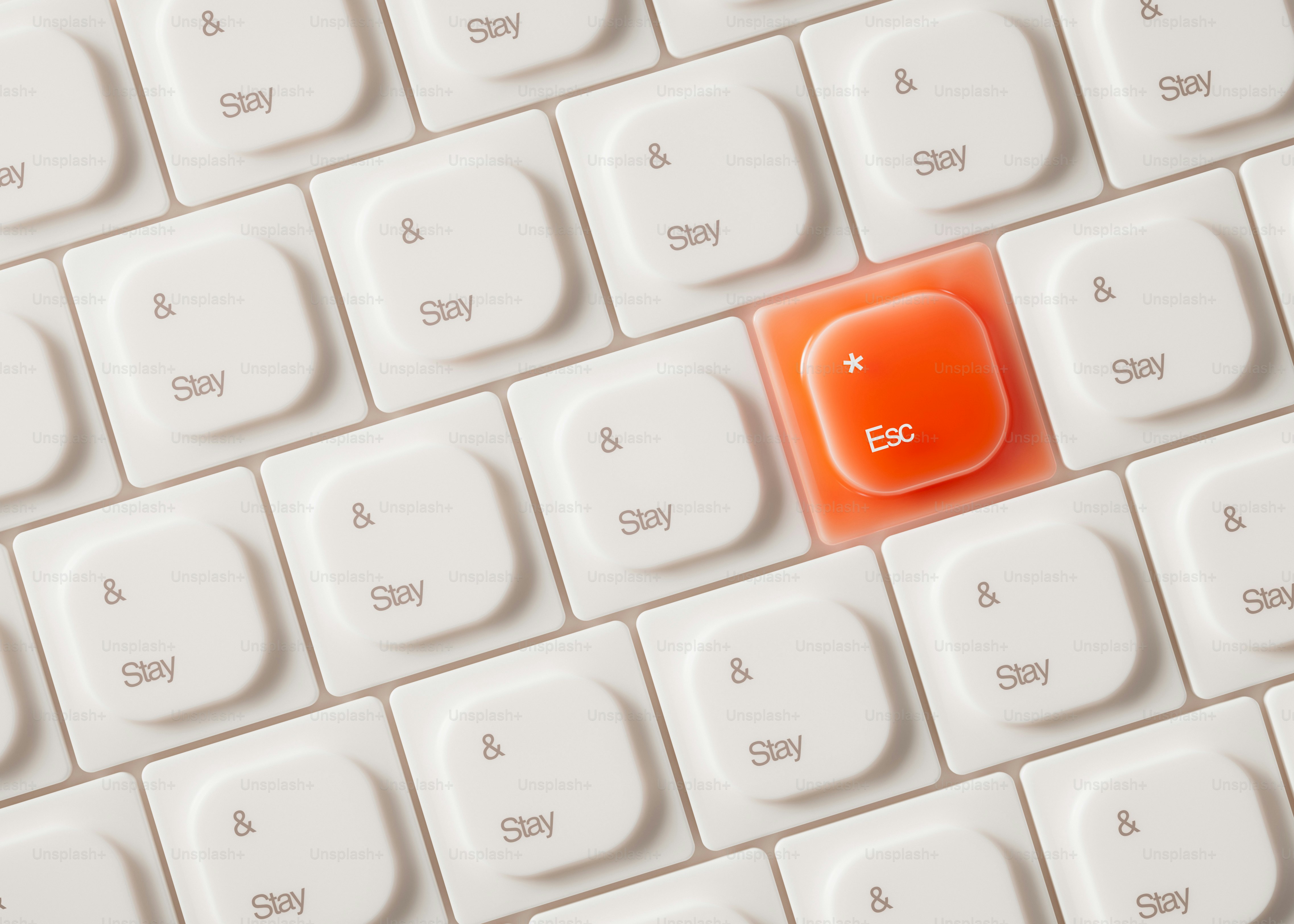 The orange "esc" key stands out on the keyboard. photo – 3d render ...