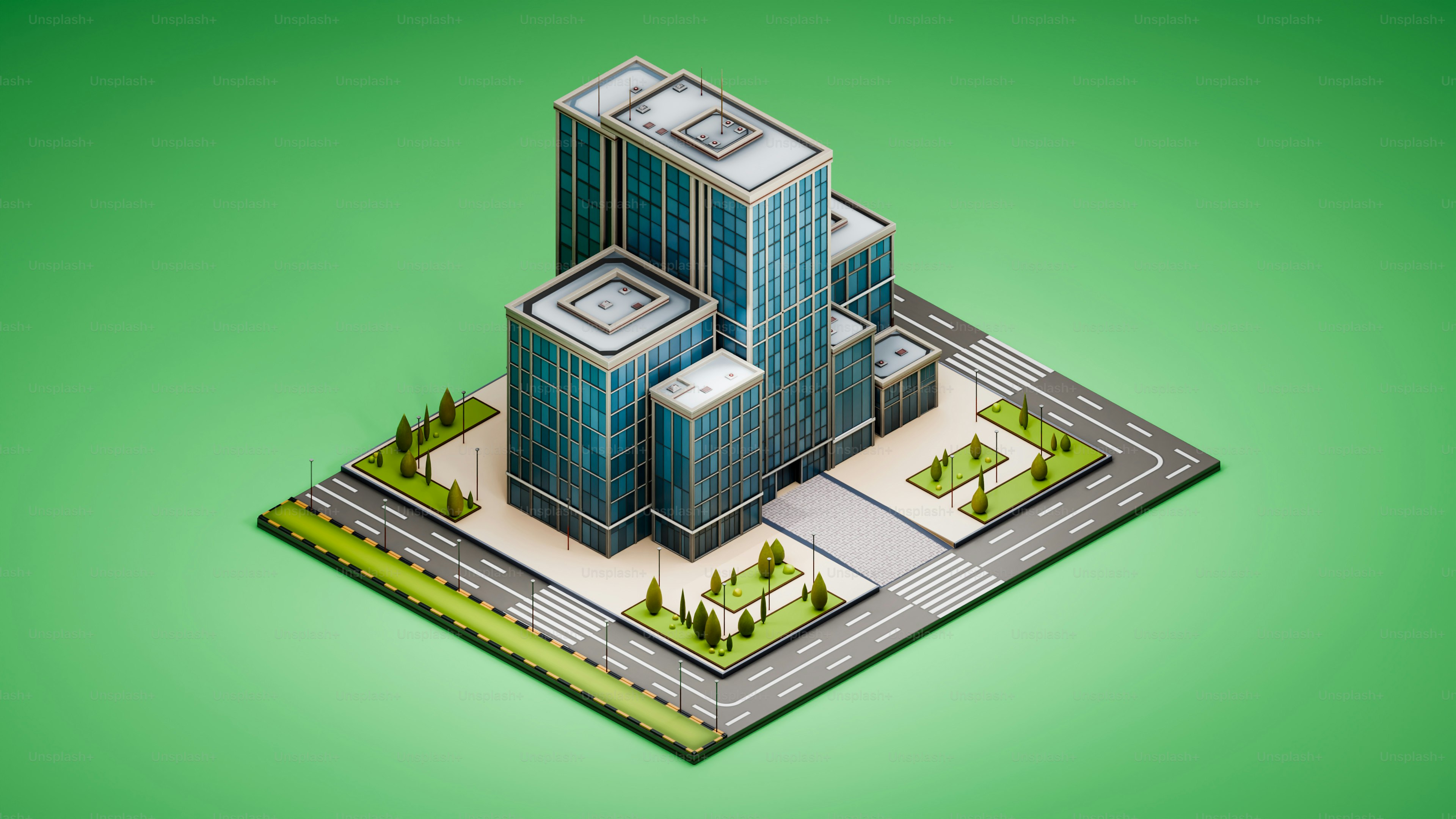 Isometric view of a modern office building. photo – 3d render Image on ...