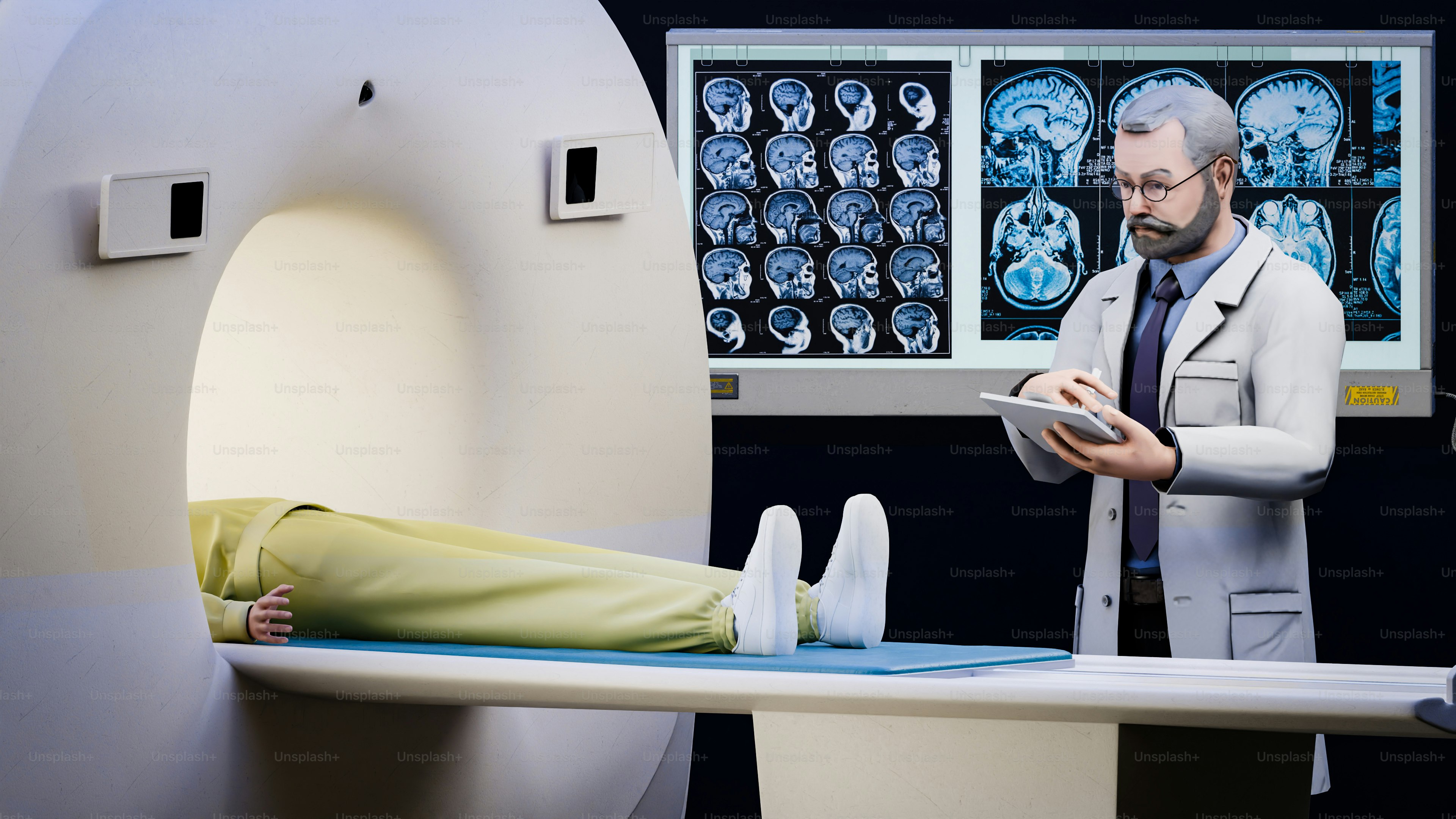 A doctor is examining a patient's brain scan. photo – Health Image on ...