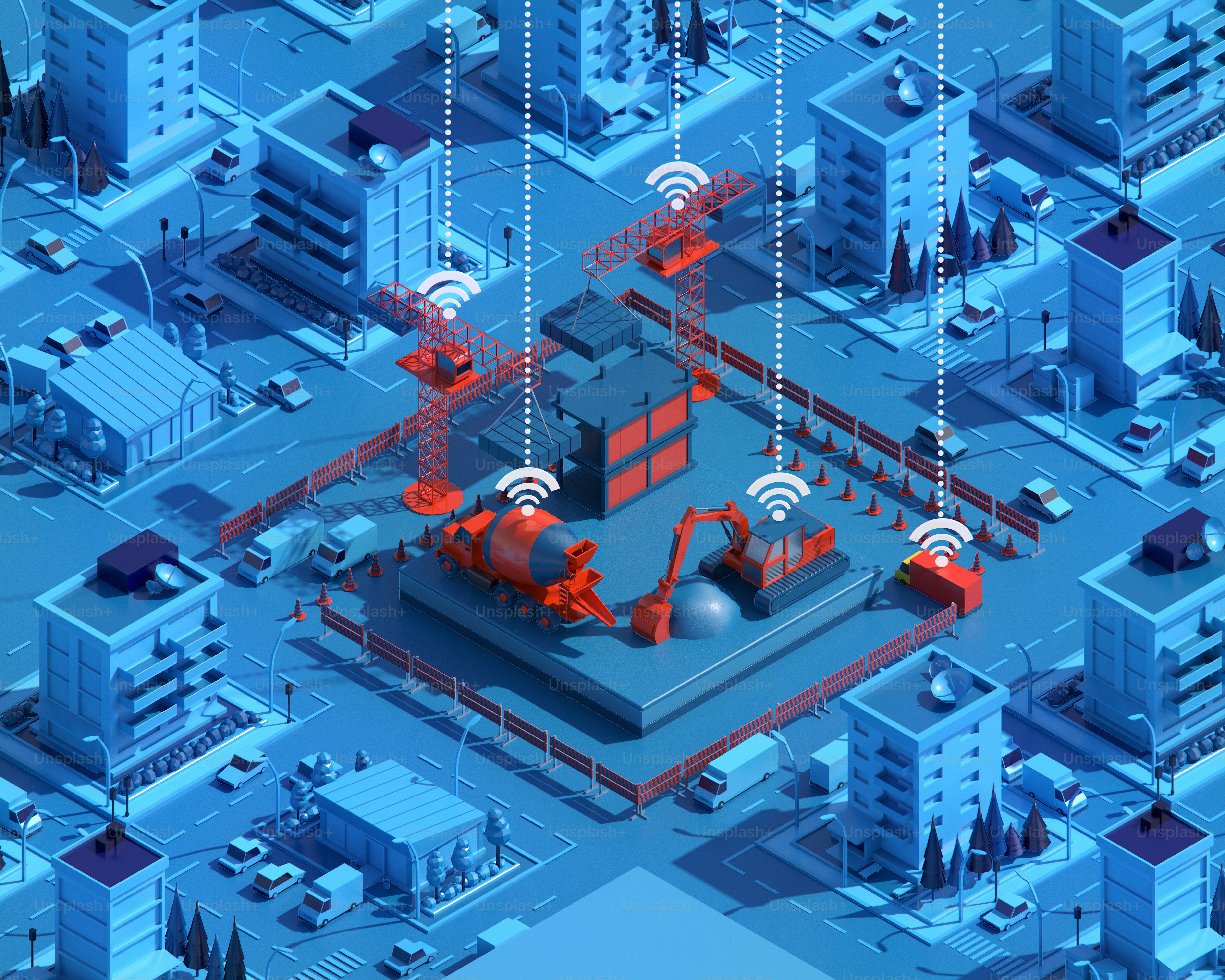 Smart construction site uses wireless technology. photo – City Image on ...