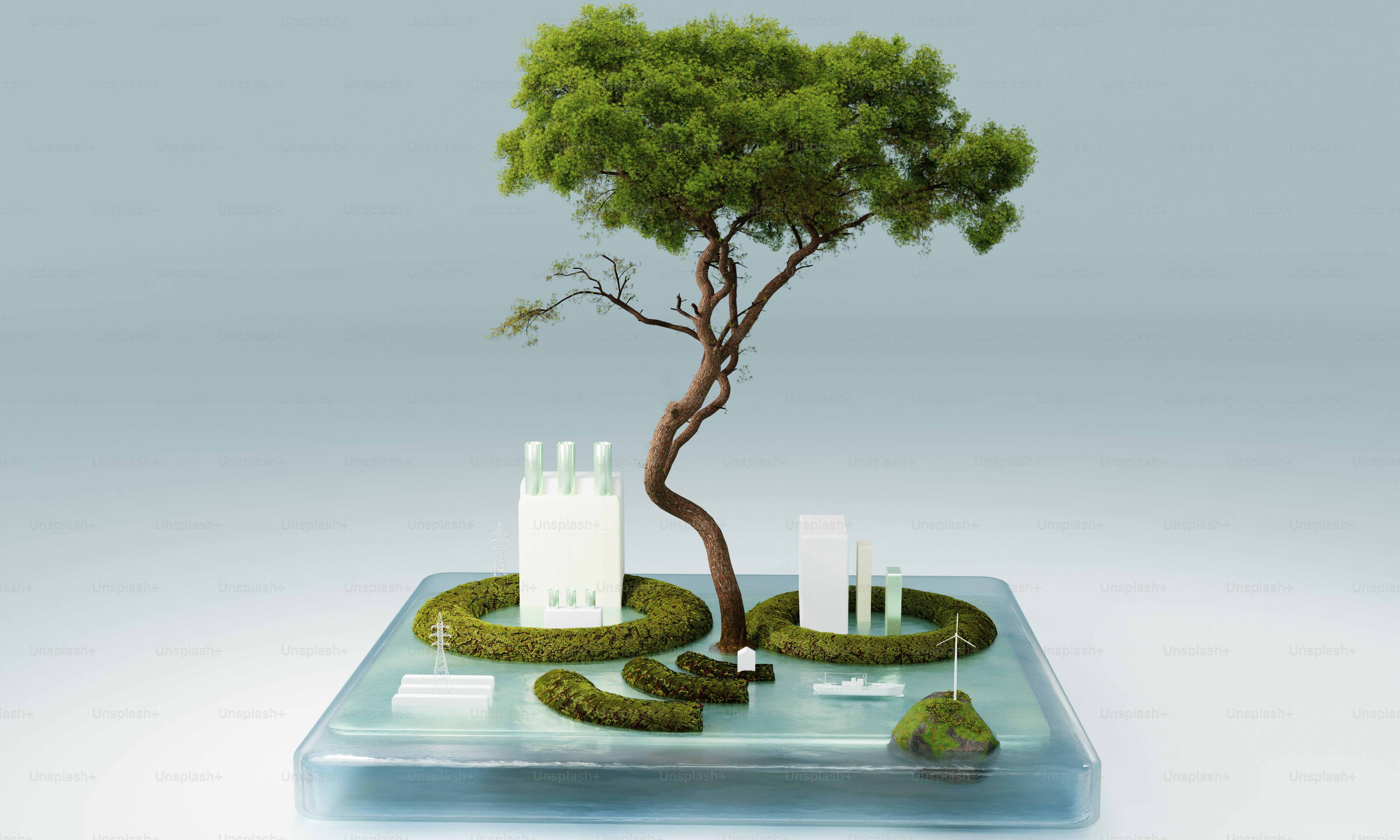 A miniature, artistic landscape with tiered platforms. photo – City ...