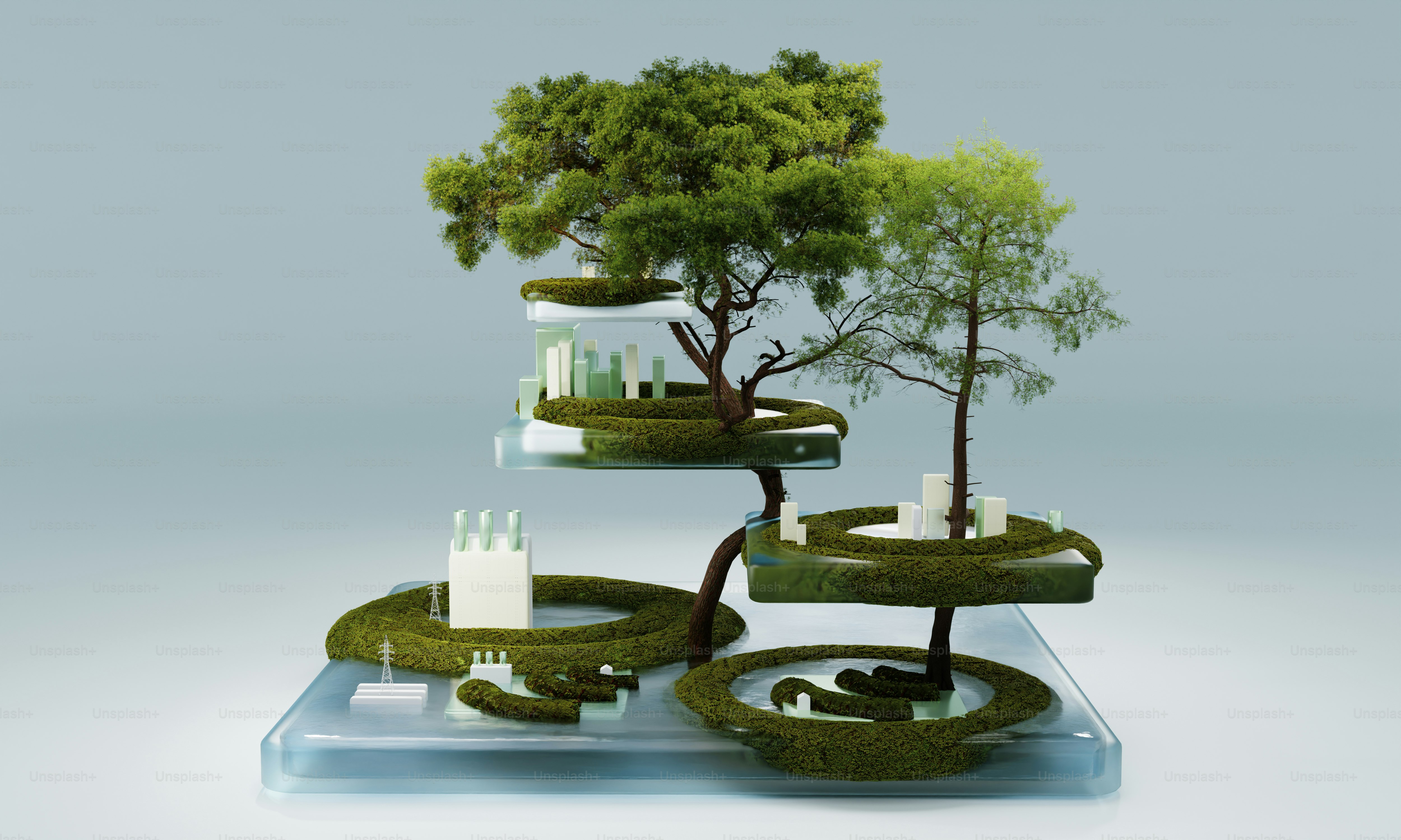 A miniature, artistic landscape with tiered platforms. photo – City ...
