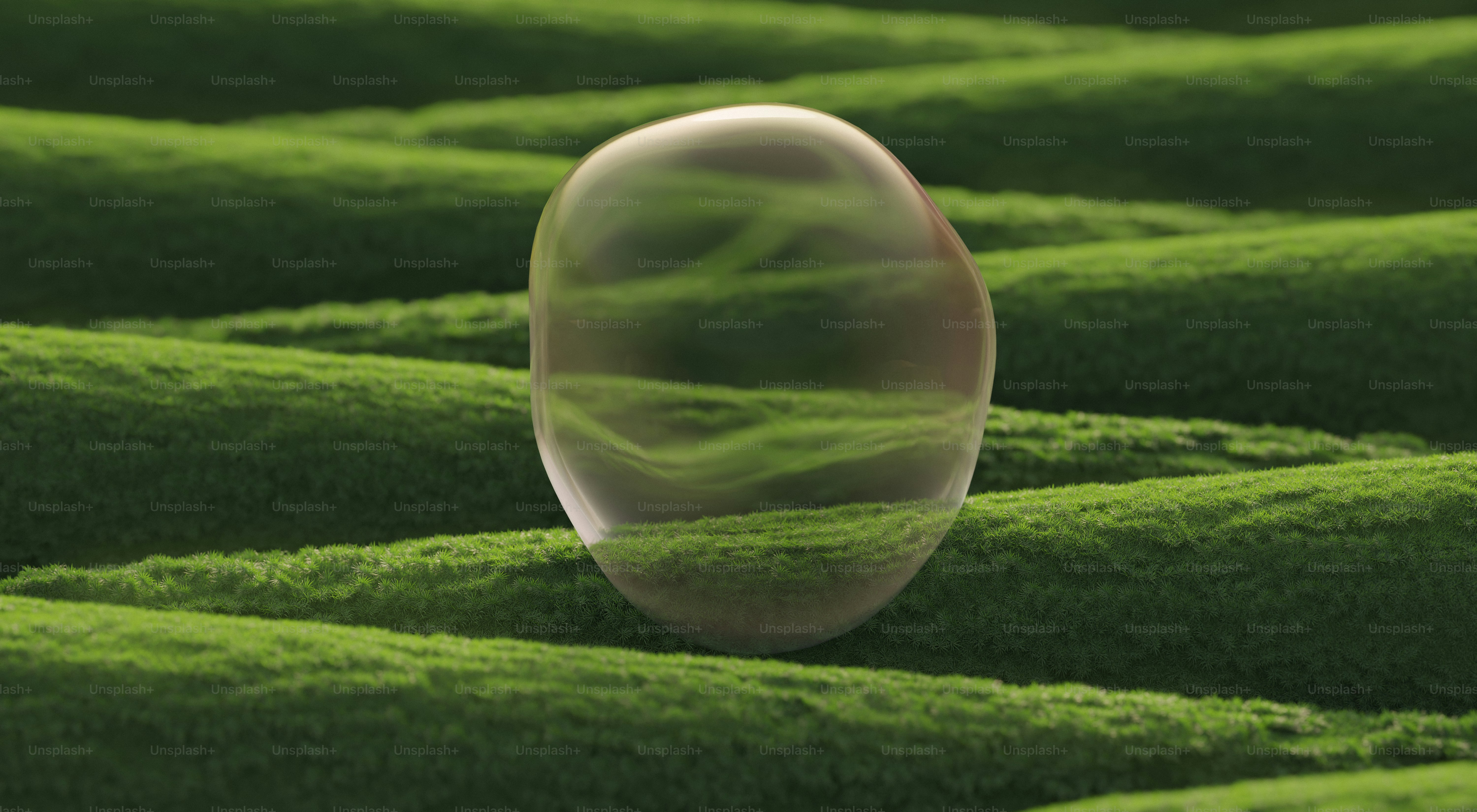 Un orbe vítreo descansa en el terreno verde. foto – Imagen de ...