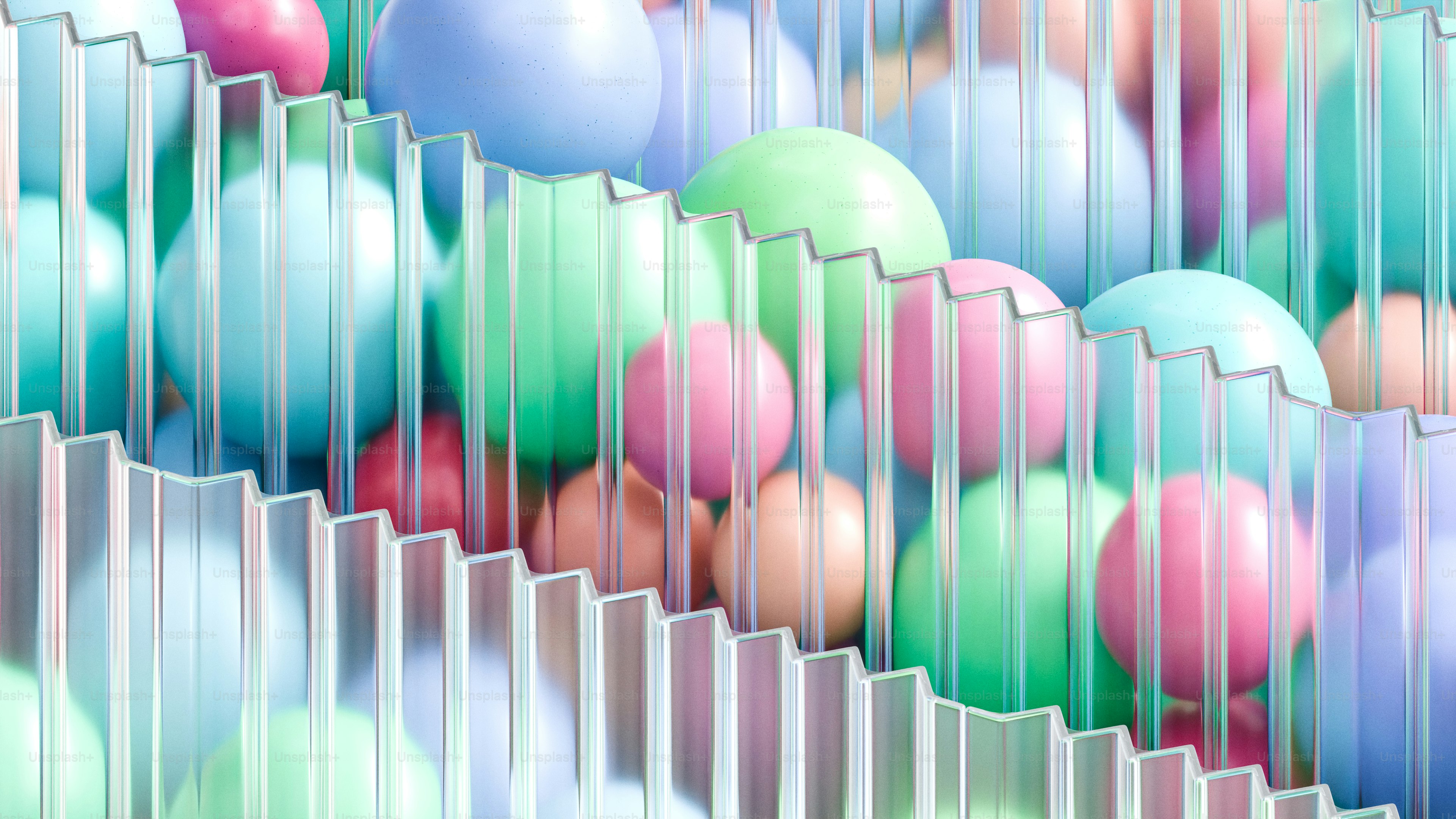 Colorful balls viewed through a patterned glass. photo – Background ...