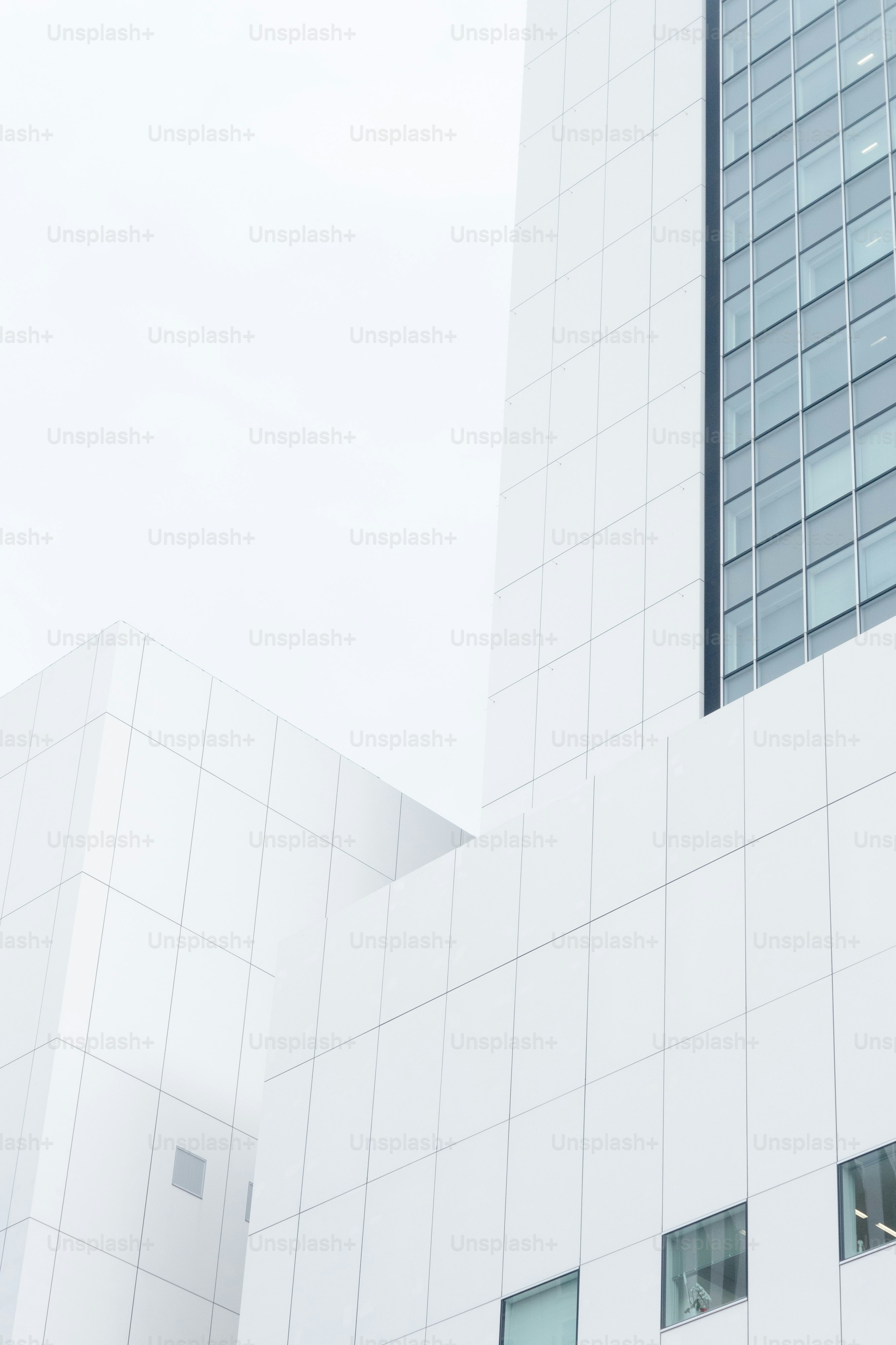 Modern white buildings with minimalistic design. photo – Architecture ...