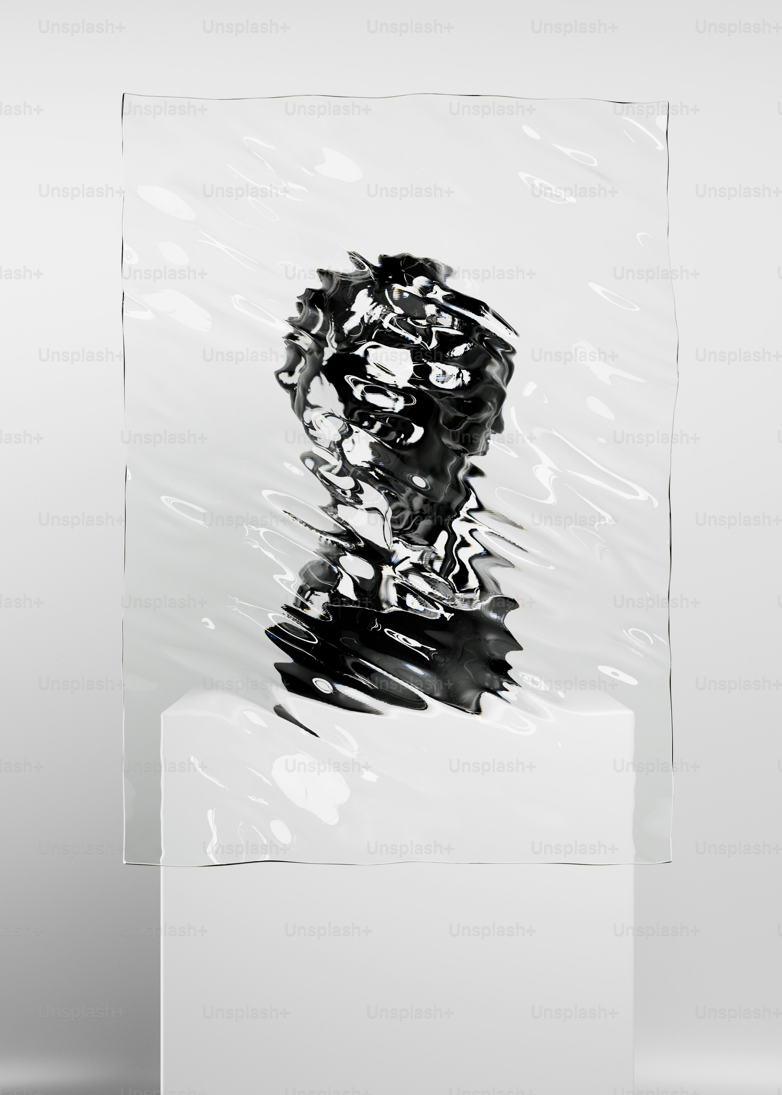A bust appears distorted behind a glass pane. photo – Pattern Image on ...