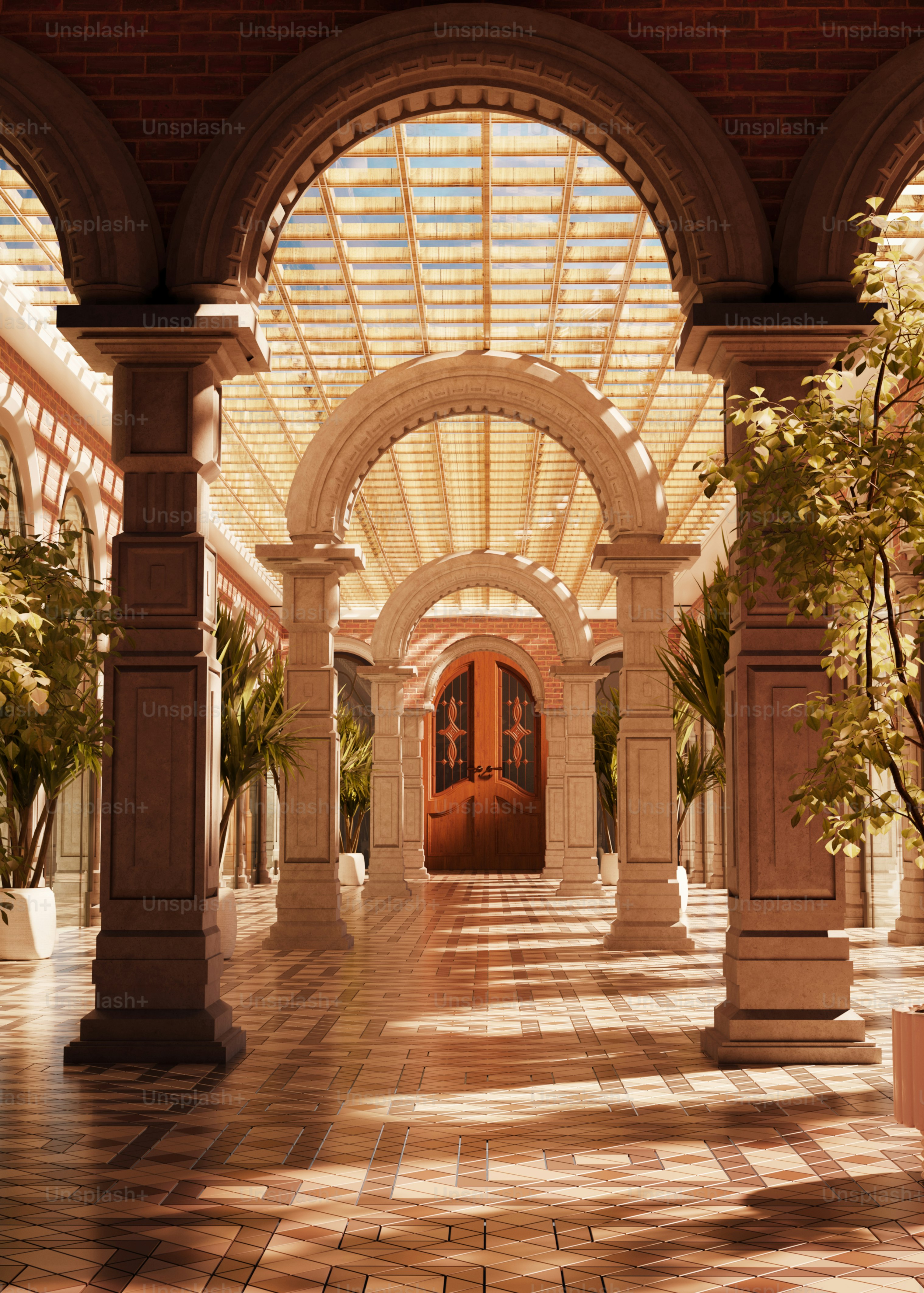 Arched hallway with sunlight streaming through. photo – Architecture ...