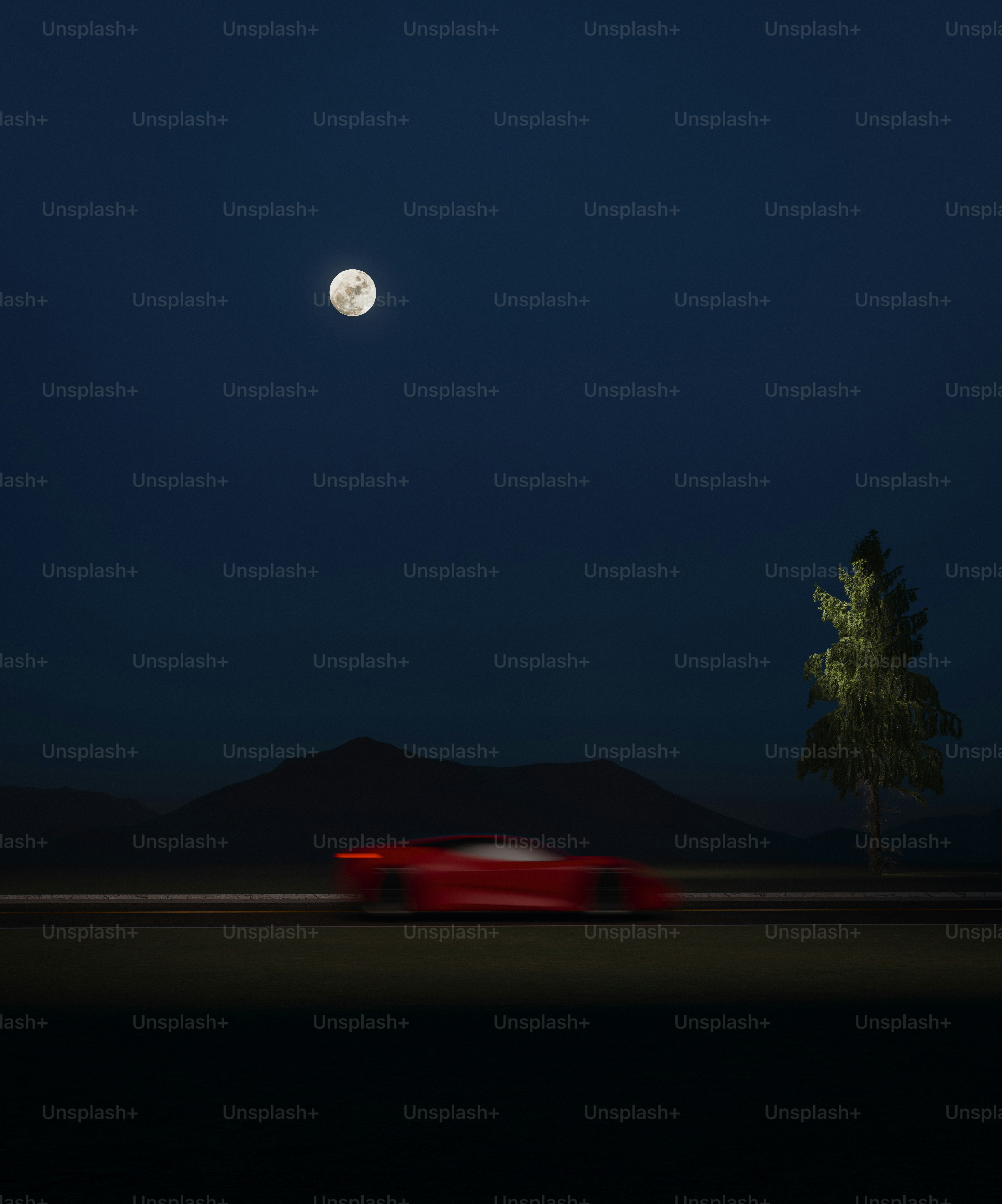 A fast car drives under a moonlight sky. photo – Night Image on Unsplash