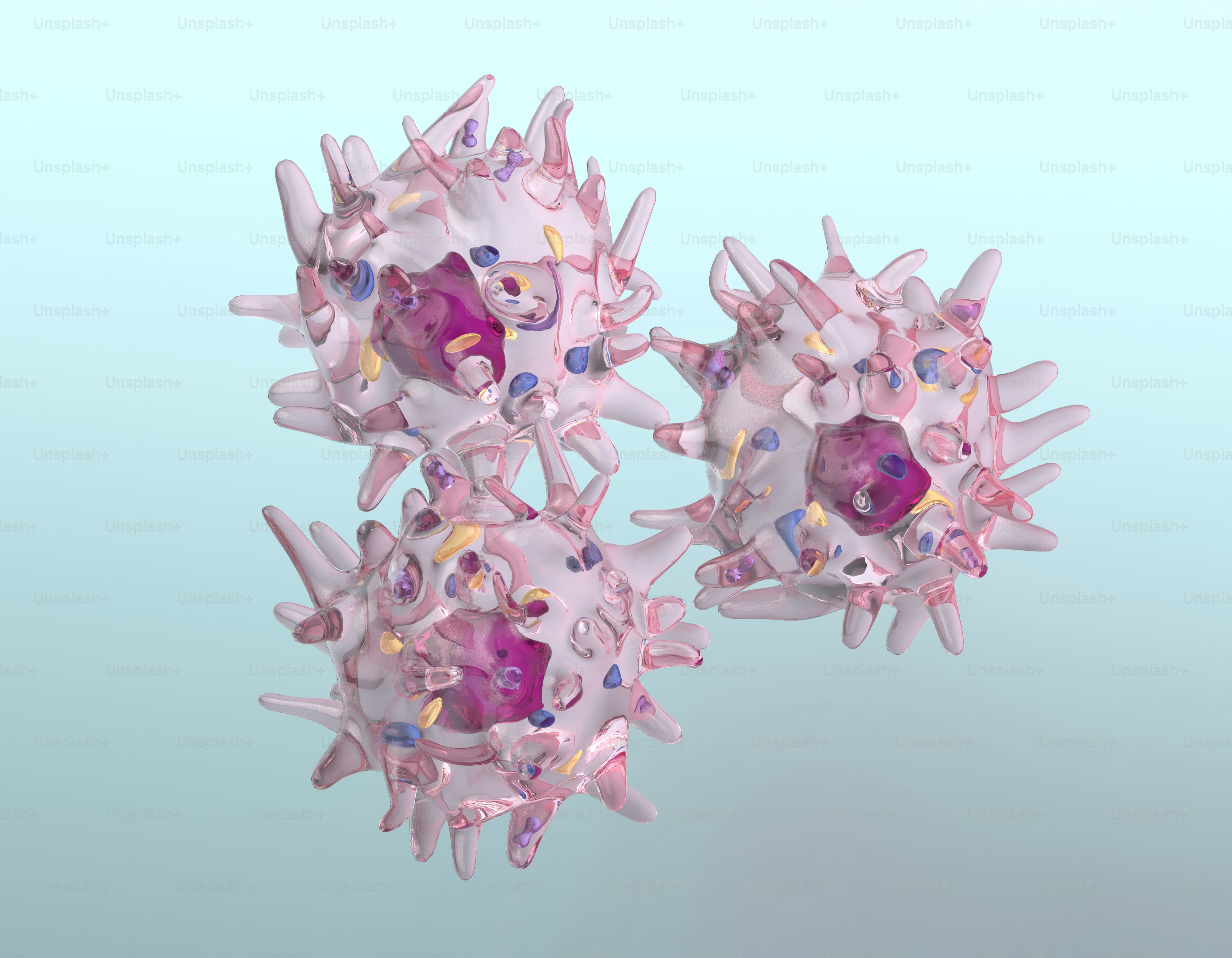 Three rendered cells are floating in space. photo – Medical Image on ...