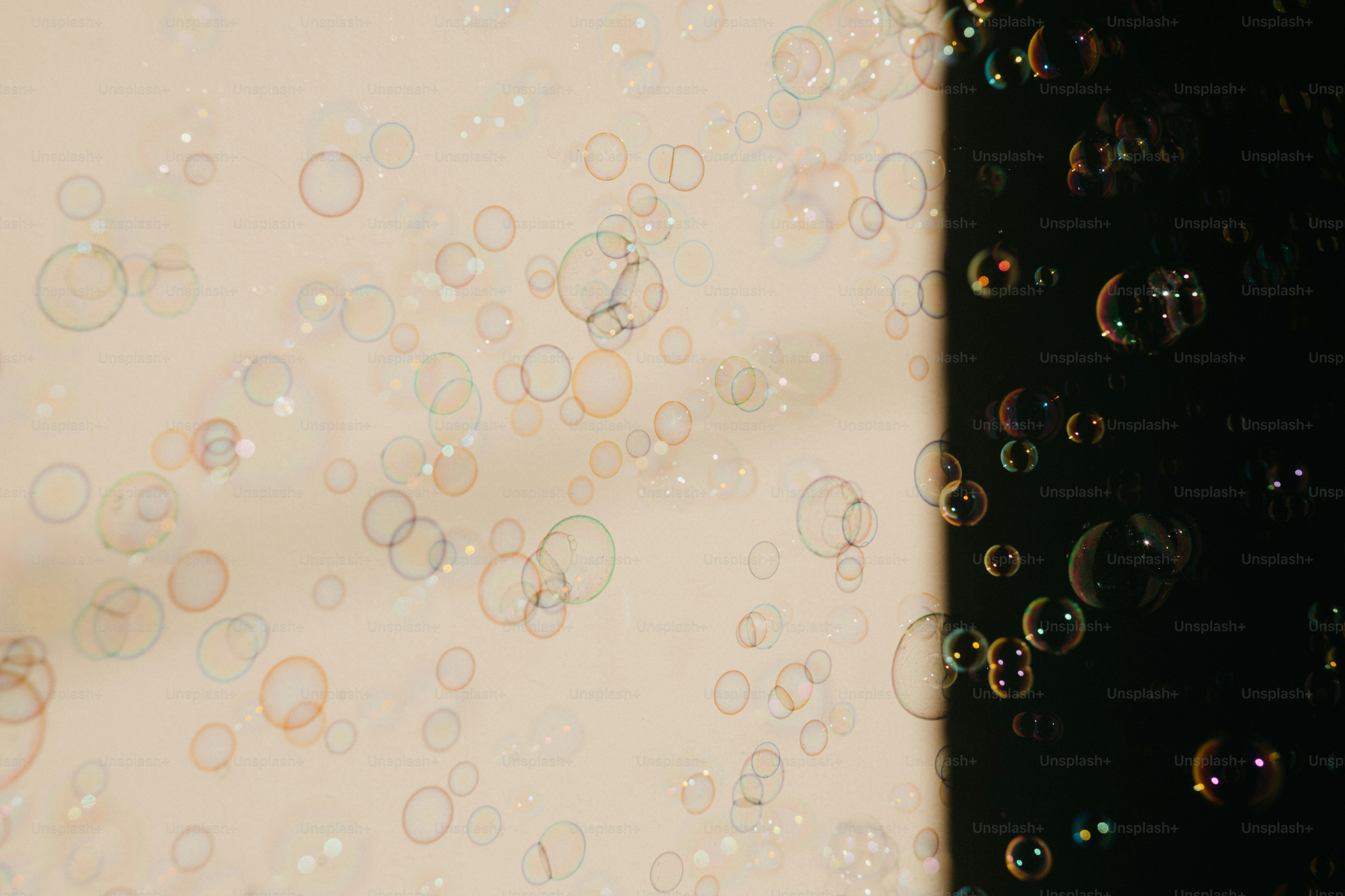 Bubbles float against a bright and dark background. photo – Bubbles ...