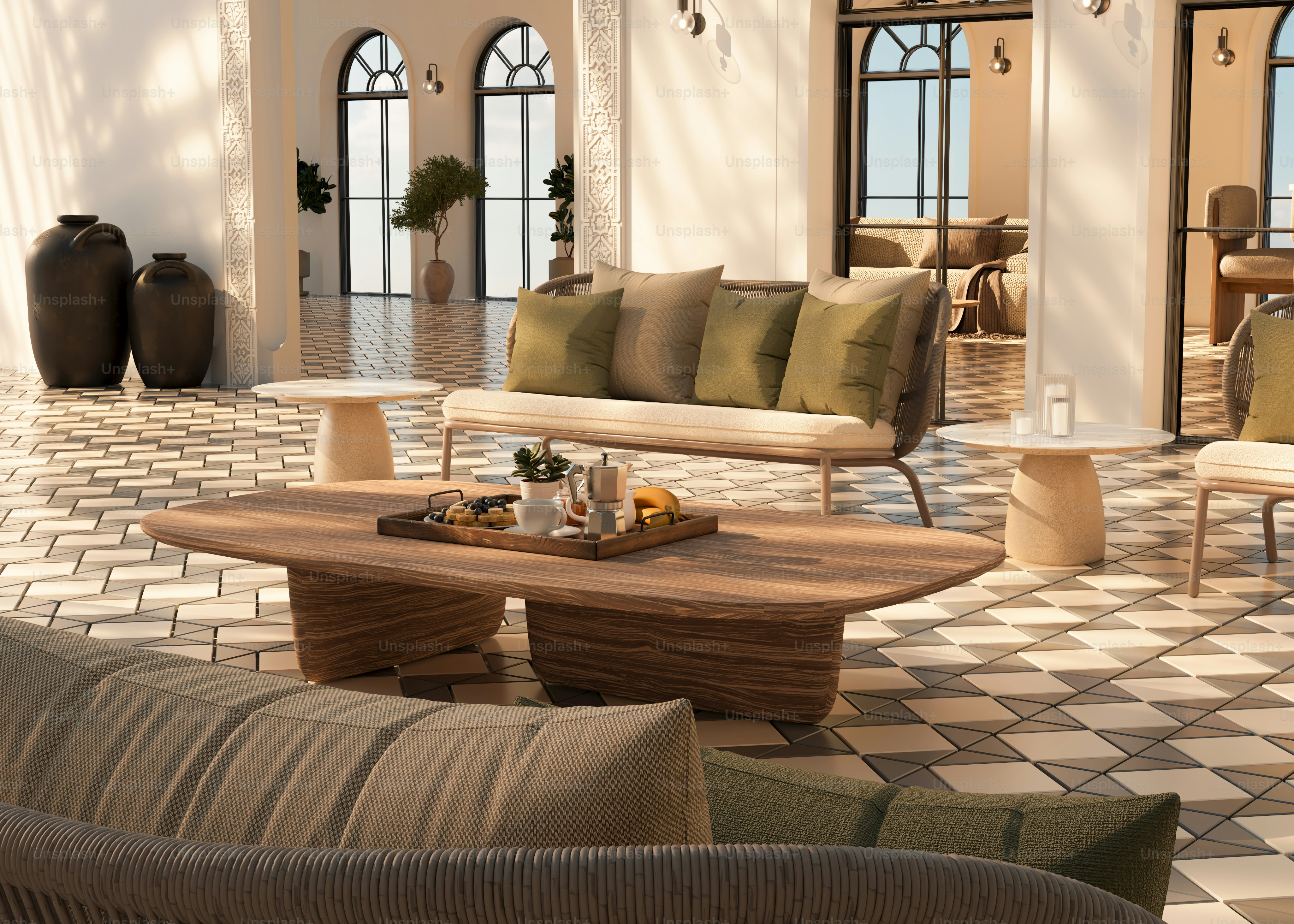 Stylish outdoor seating area with elegant decor. photo – Architecture ...