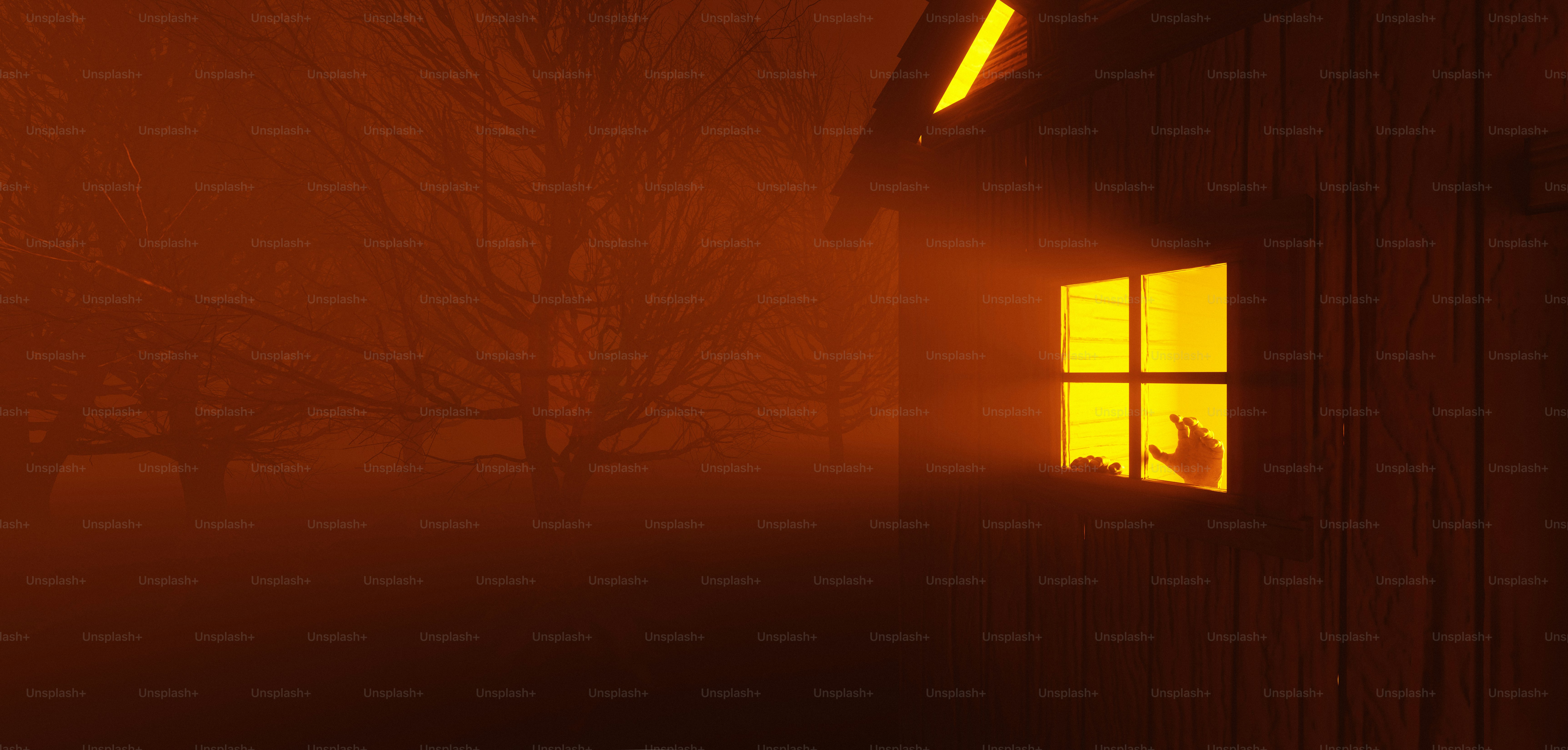 A glowing window shows something inside. photo – Night Image on Unsplash