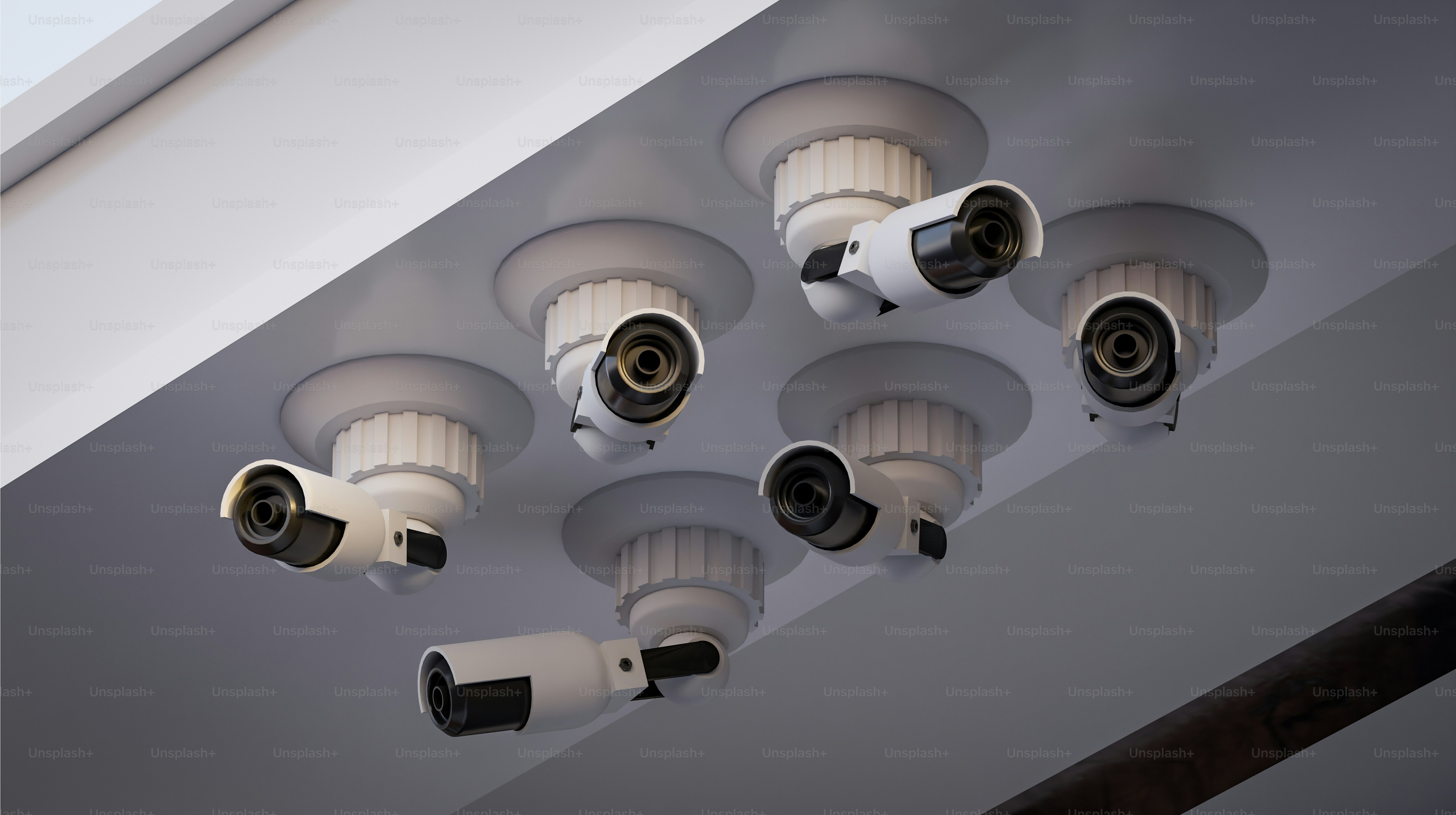Security cameras are mounted on a ceiling. photo – Security Image on ...