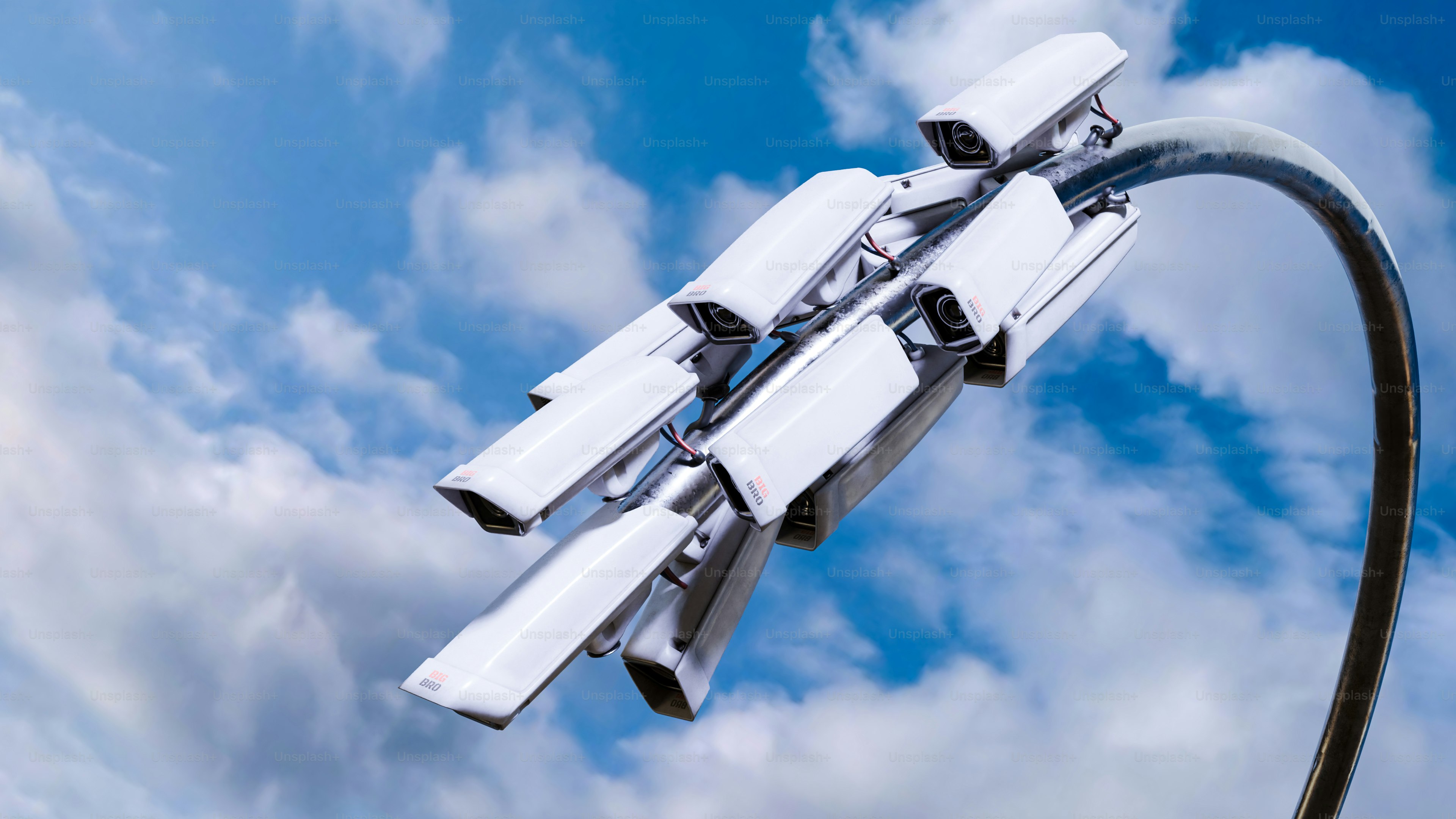 Surveillance cameras point towards the sky. photo – Security Image on ...