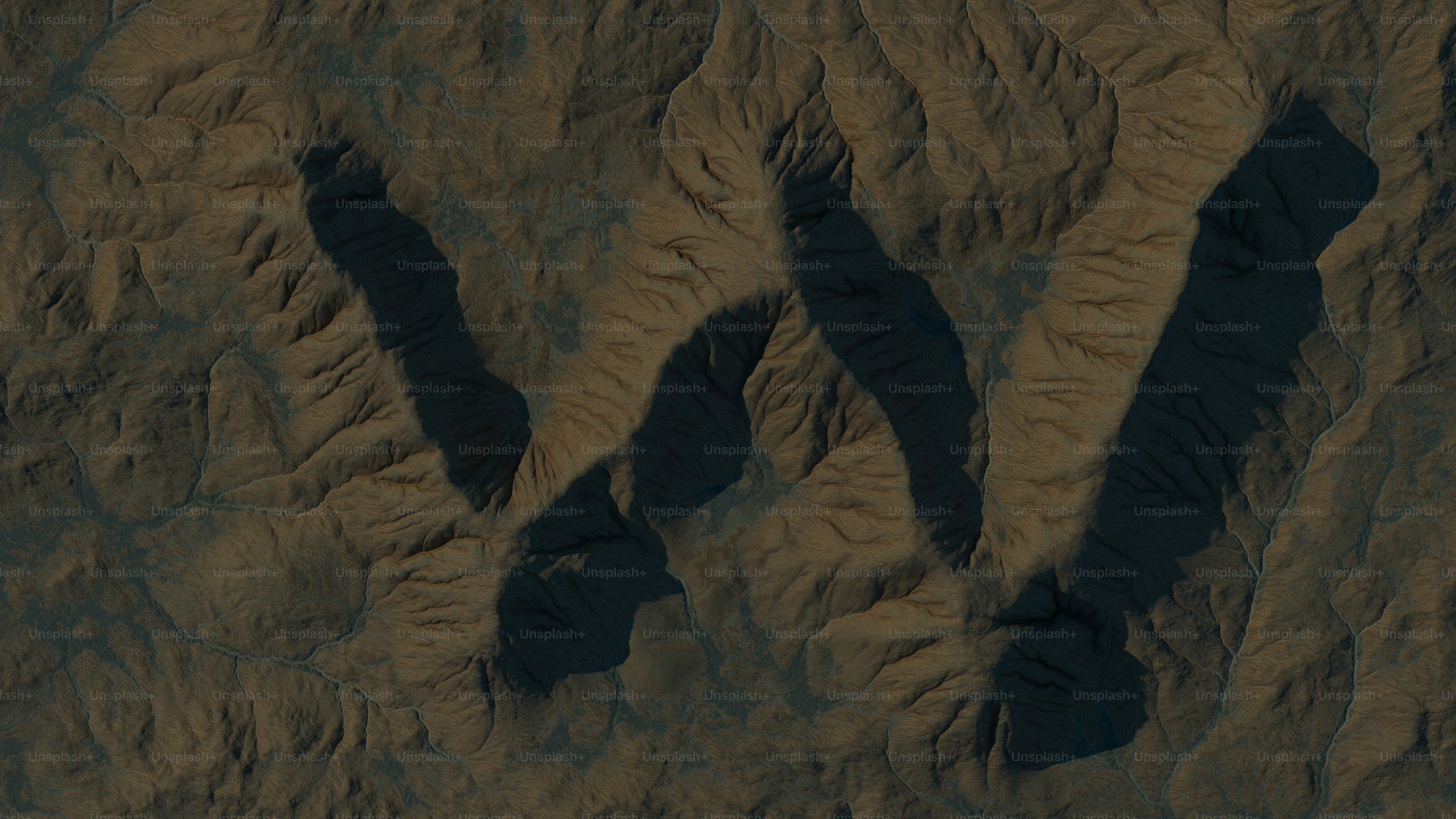 Mountains casting long shadows on the ground. photo – 3d render Image ...