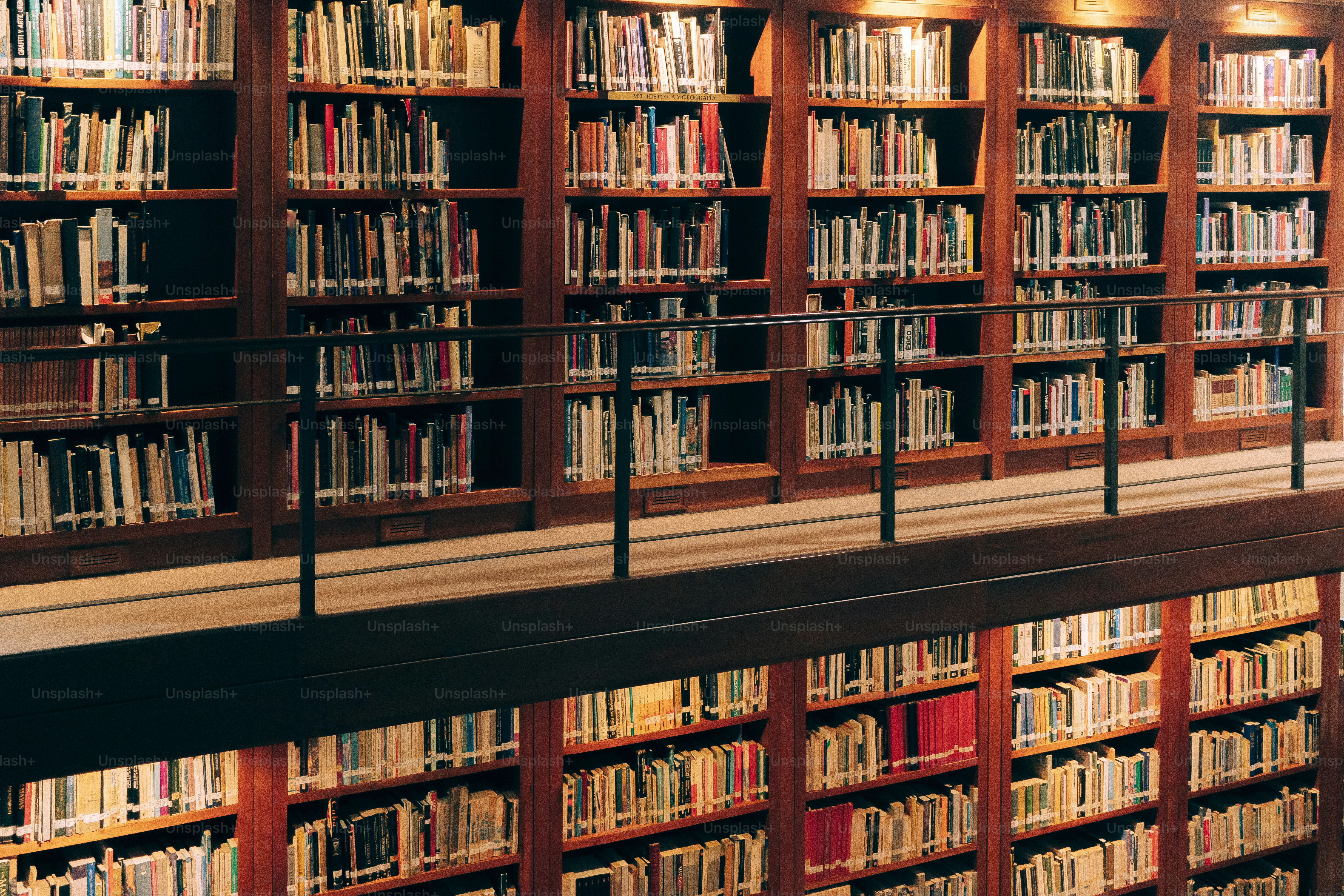 Bookshelves overflowing with books in a library. photo – Books Image on ...