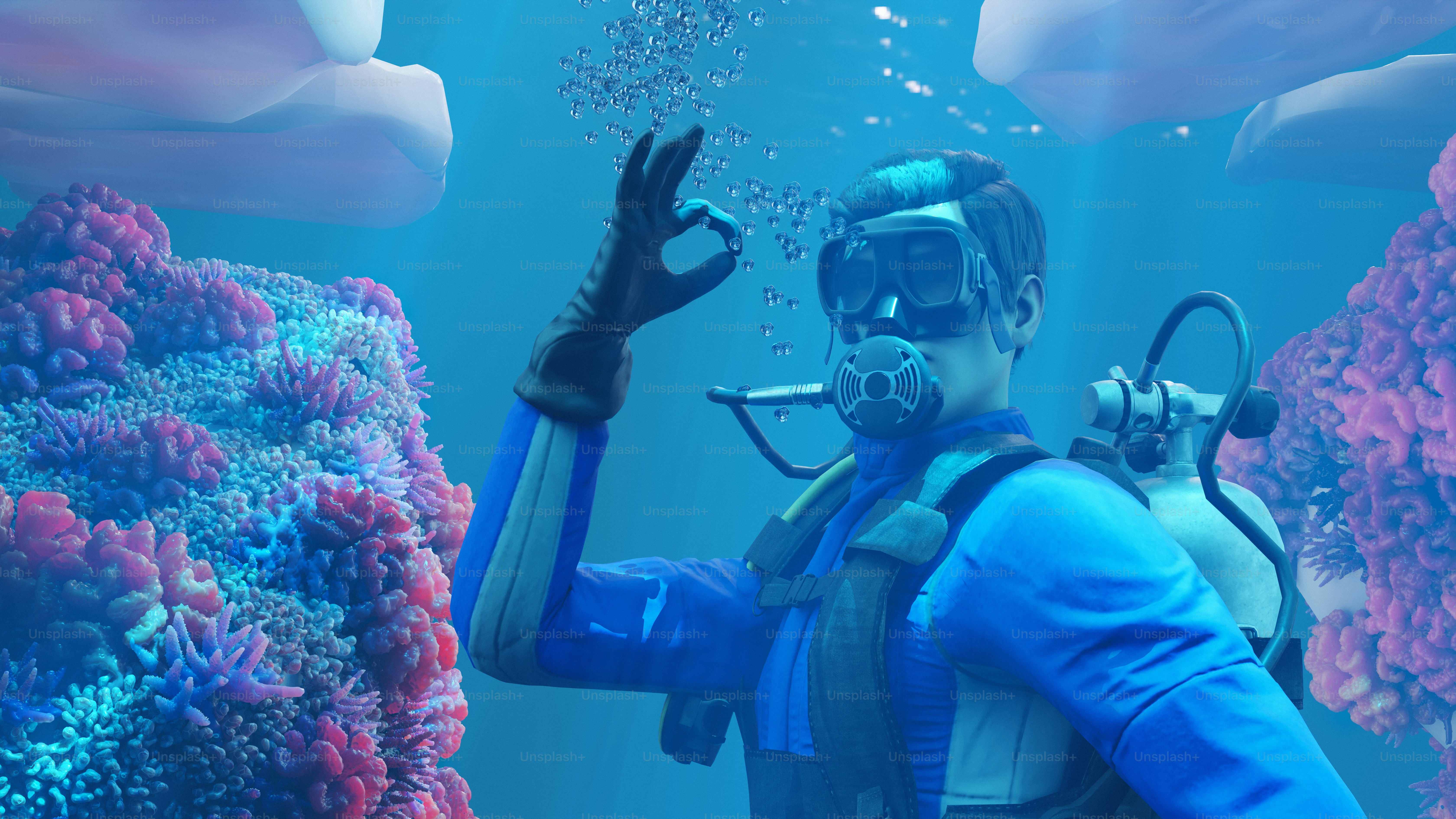 A diver makes an okay sign underwater. photo – Underwater Image on Unsplash