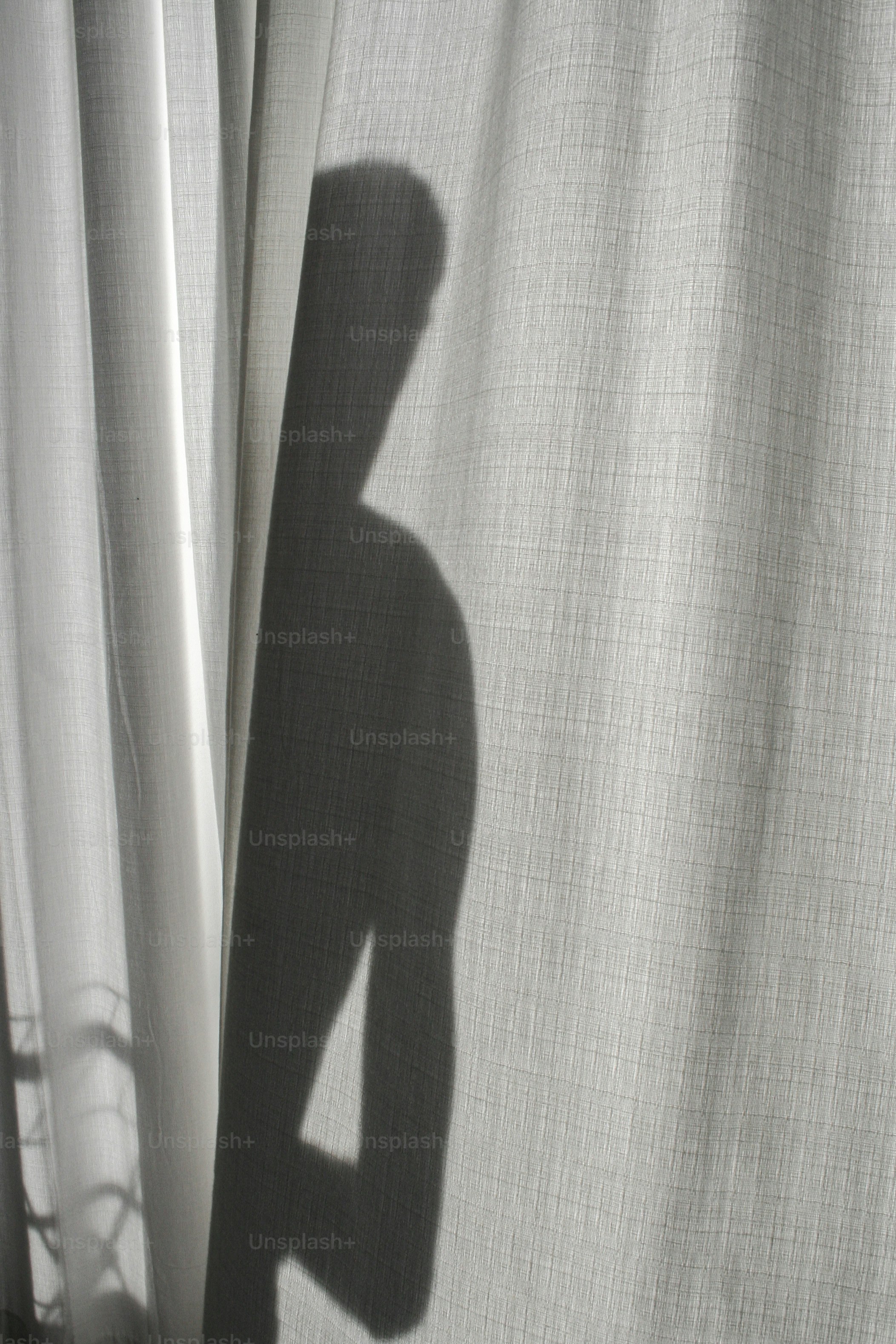 A shadow is cast on the curtains. photo – Curtain Image on Unsplash