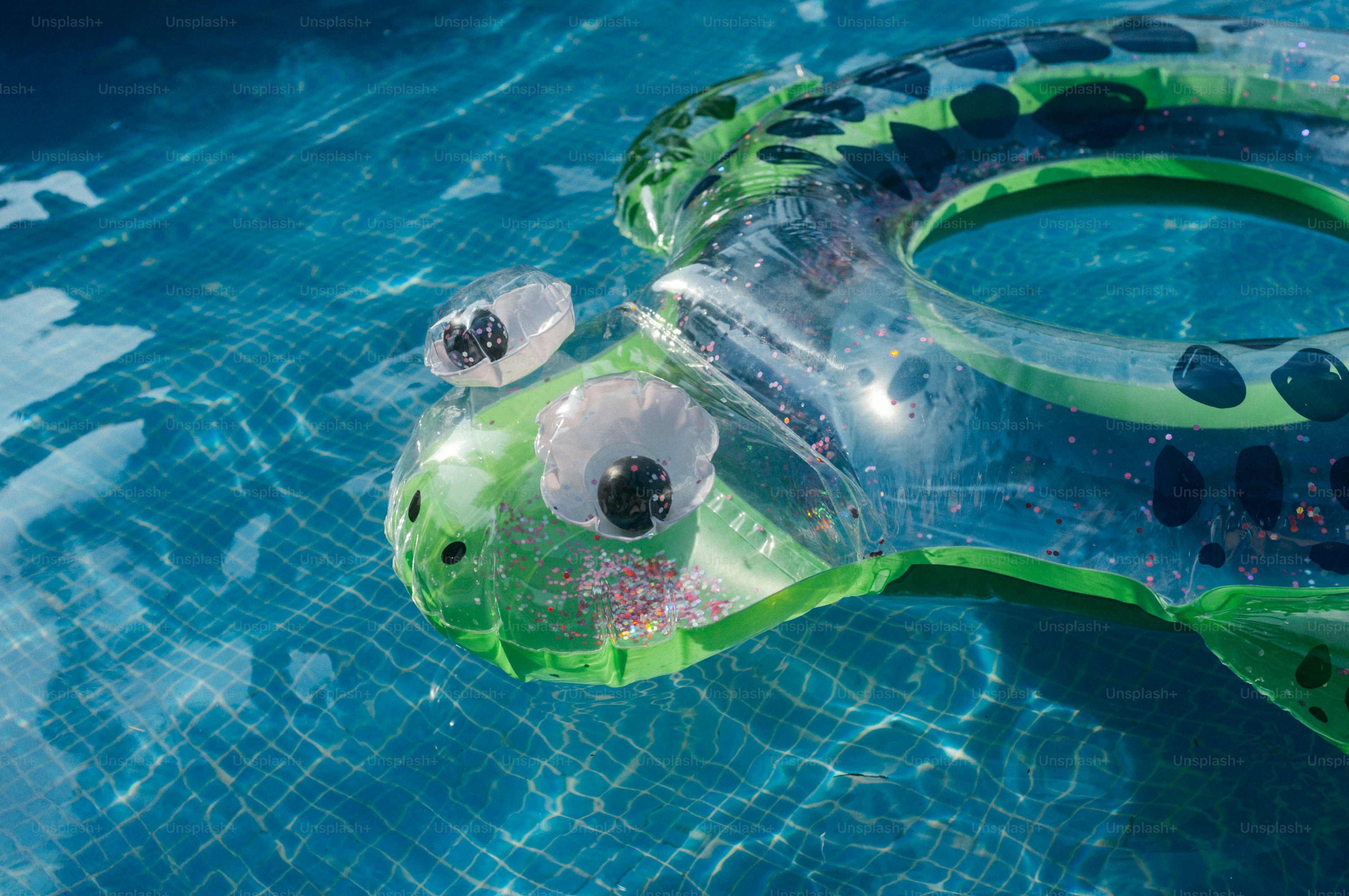 A turtle-shaped float floats in blue water. photo – Summer Image on ...