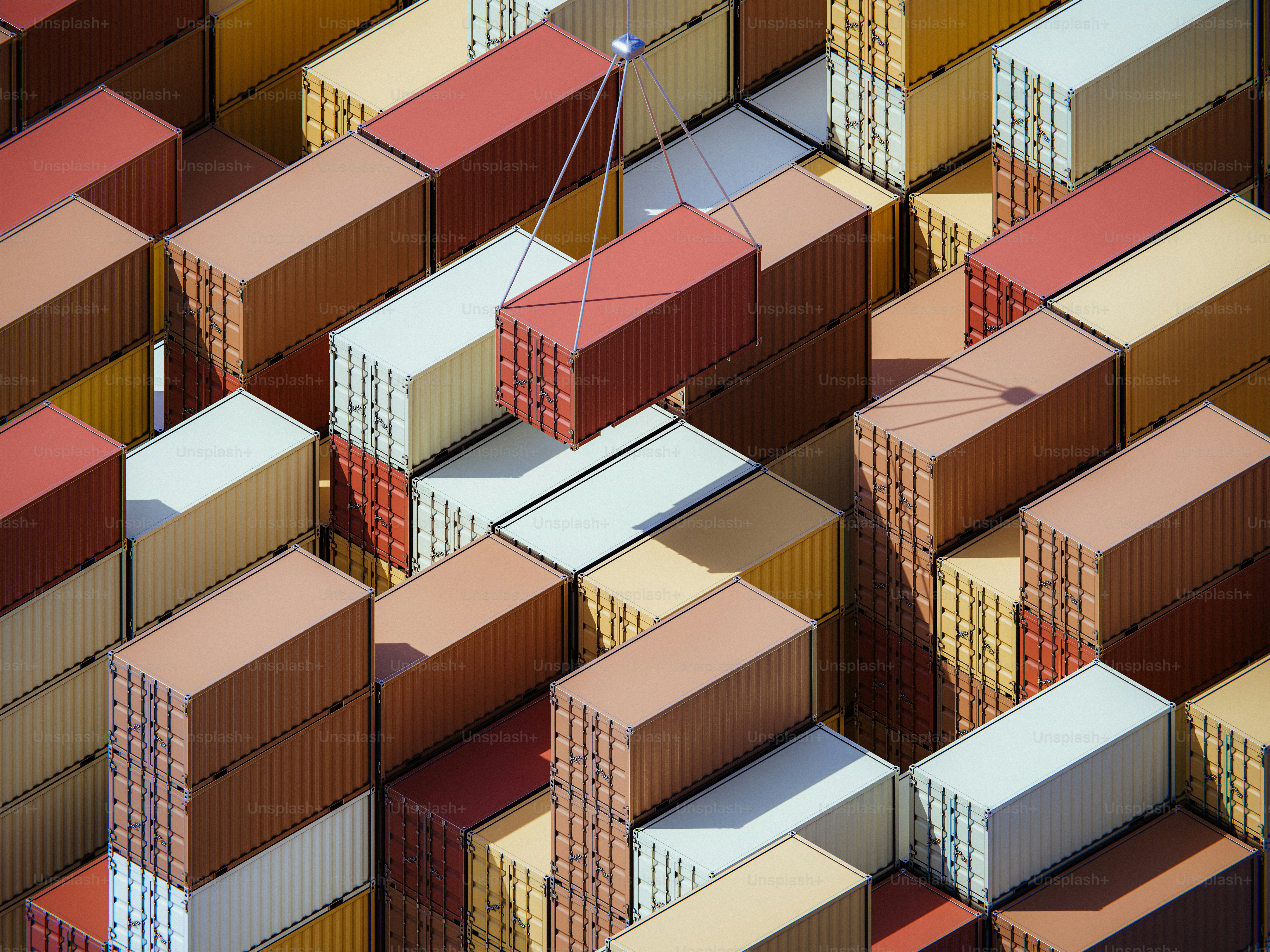 Cargo containers are stacked and being moved. photo – Wallpaper Image ...