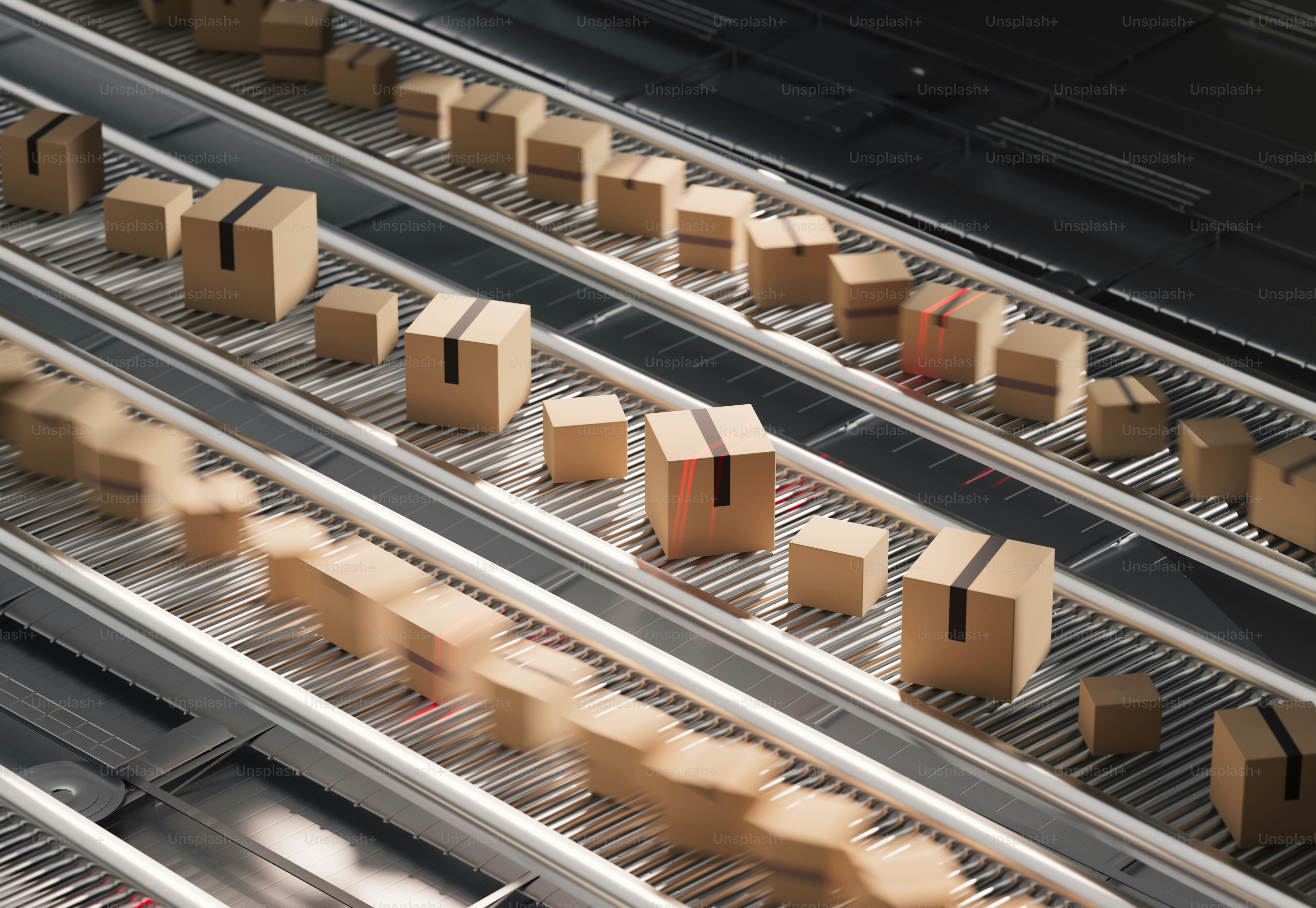 Packages are moving along conveyor belts. photo – Logistics Image on ...