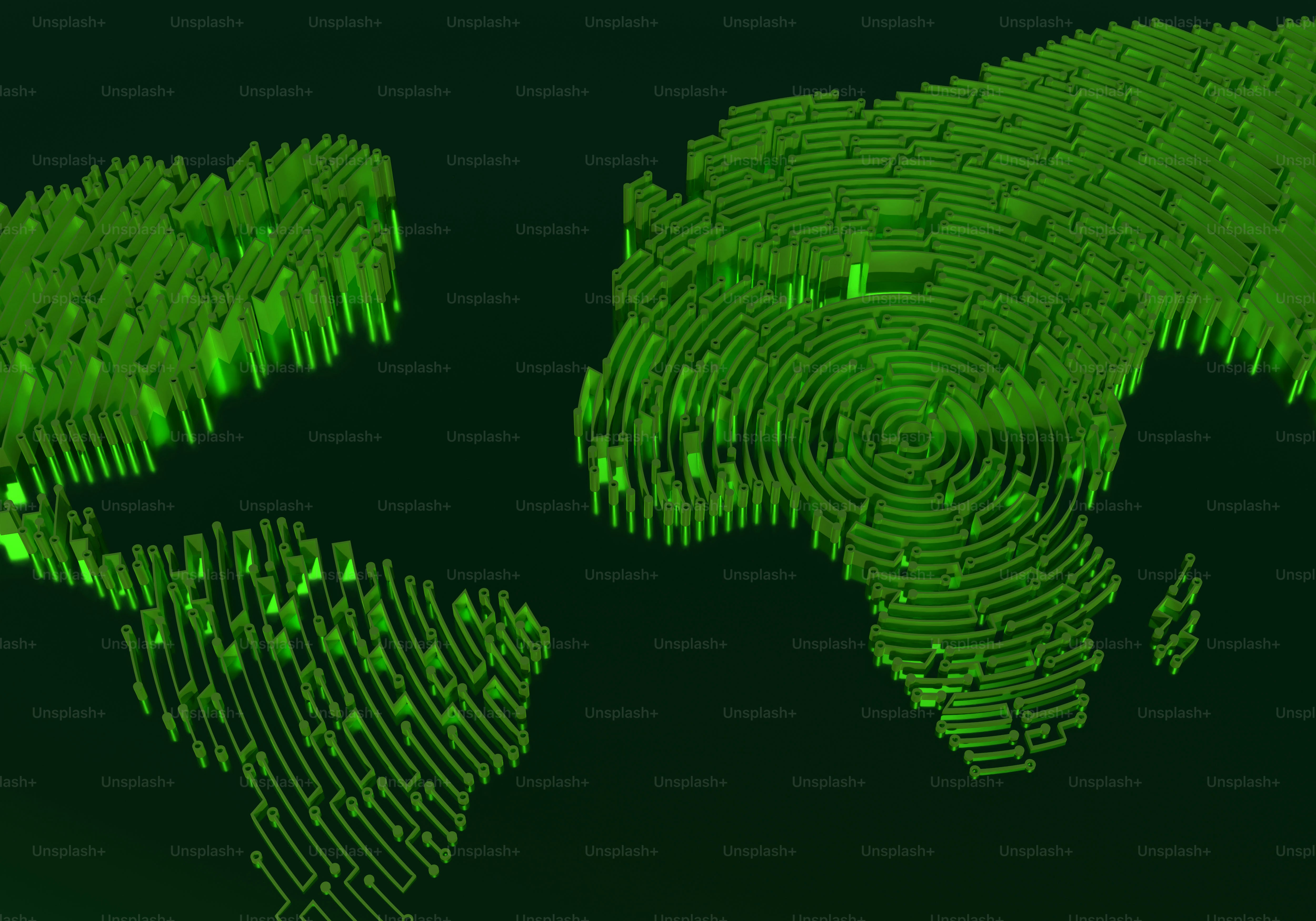 A green world map made of fingerprints. photo – Technology Image on ...