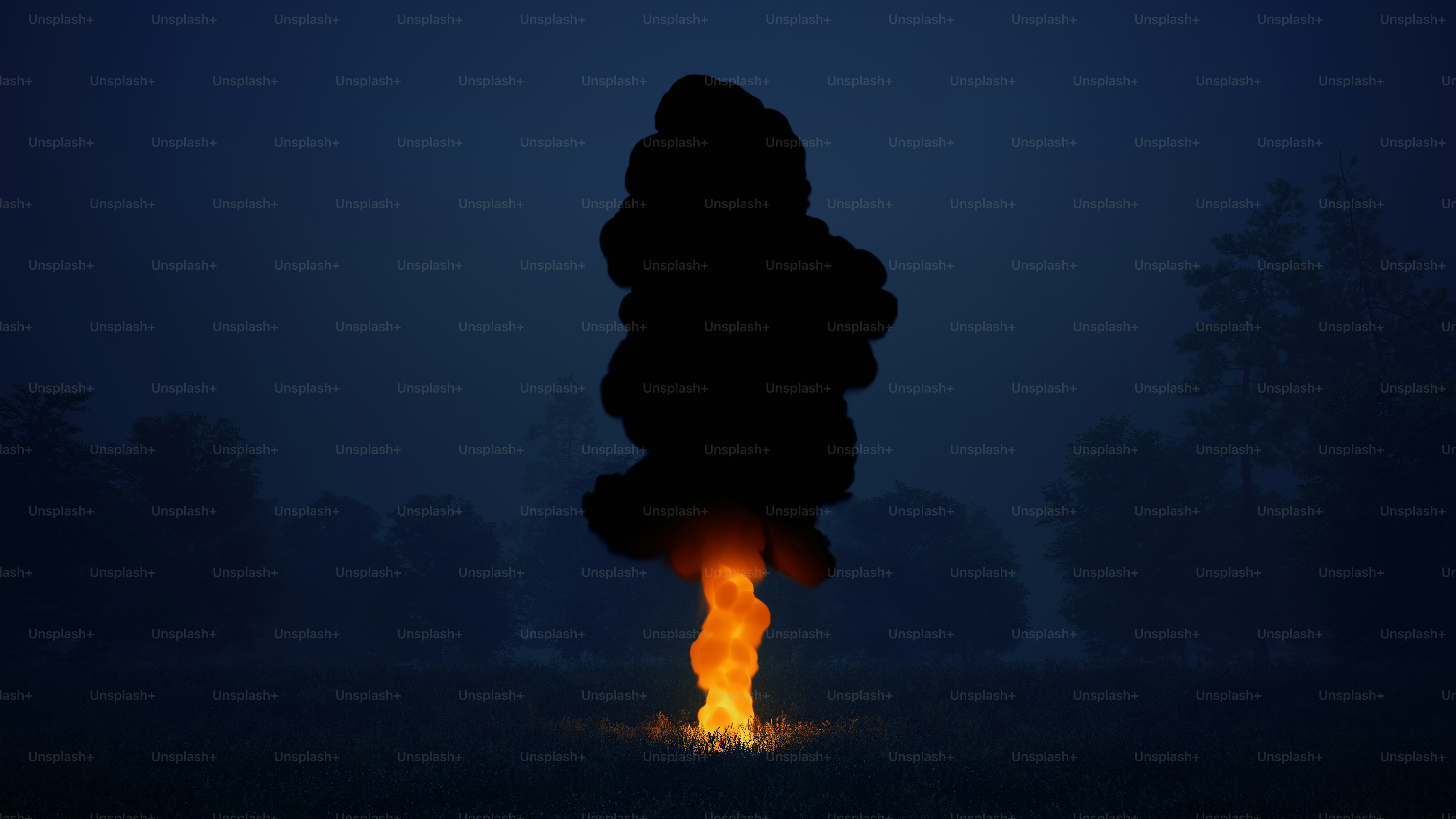 Fire and smoke ascend into the night sky. photo – Fire Image on Unsplash