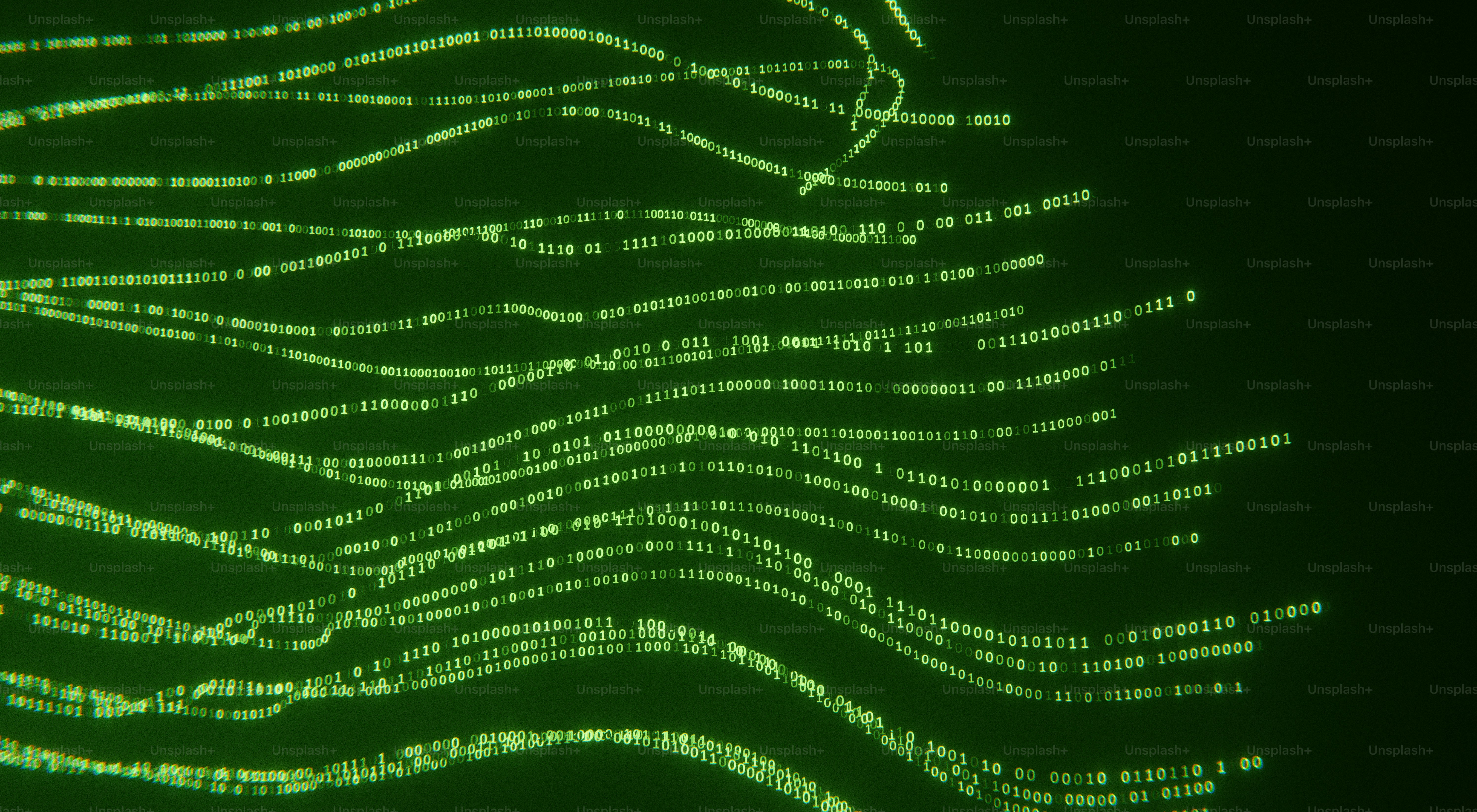 Green digital code streams across a dark background. photo – Technology ...