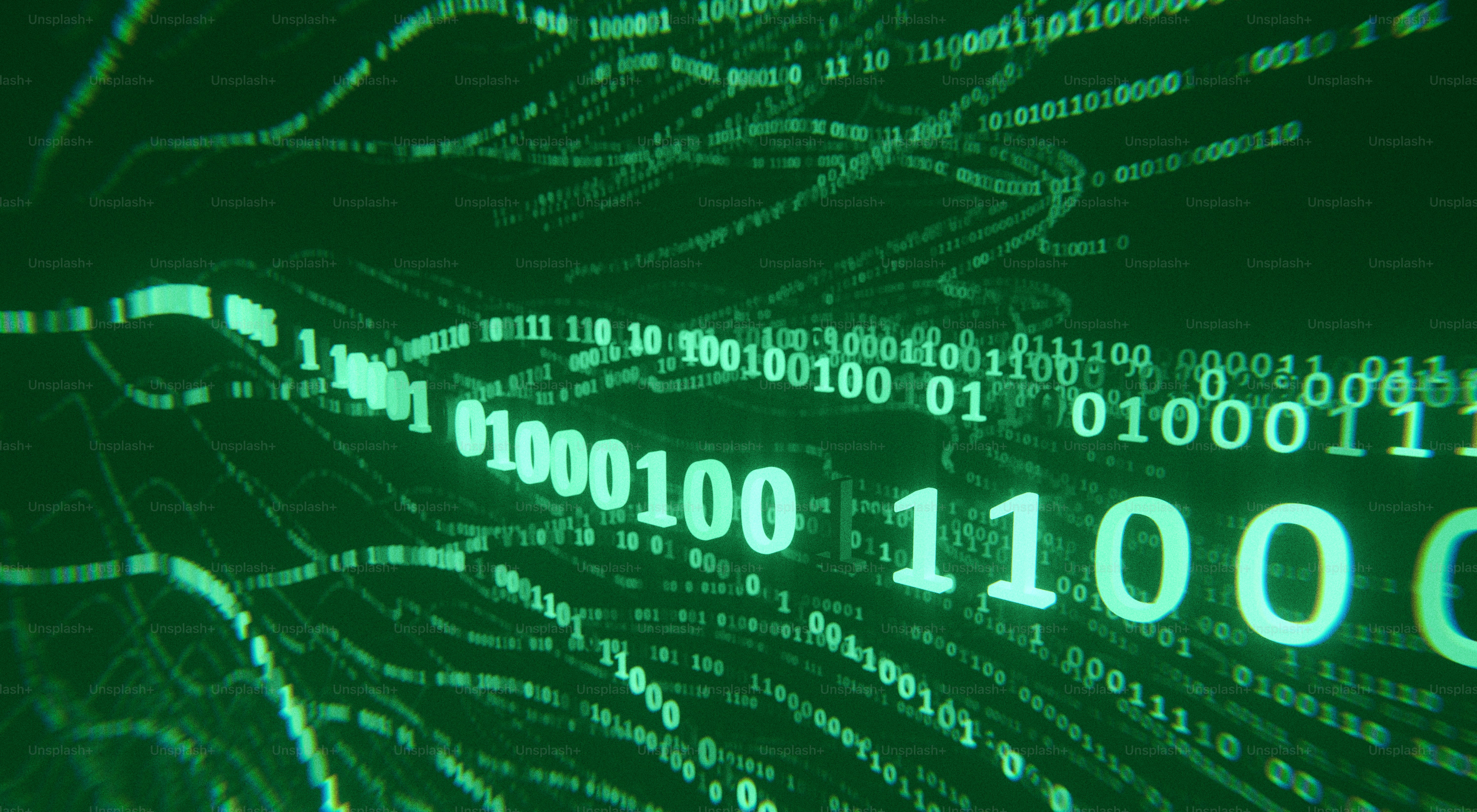 Binary code flowing through a green abstract background. photo ...