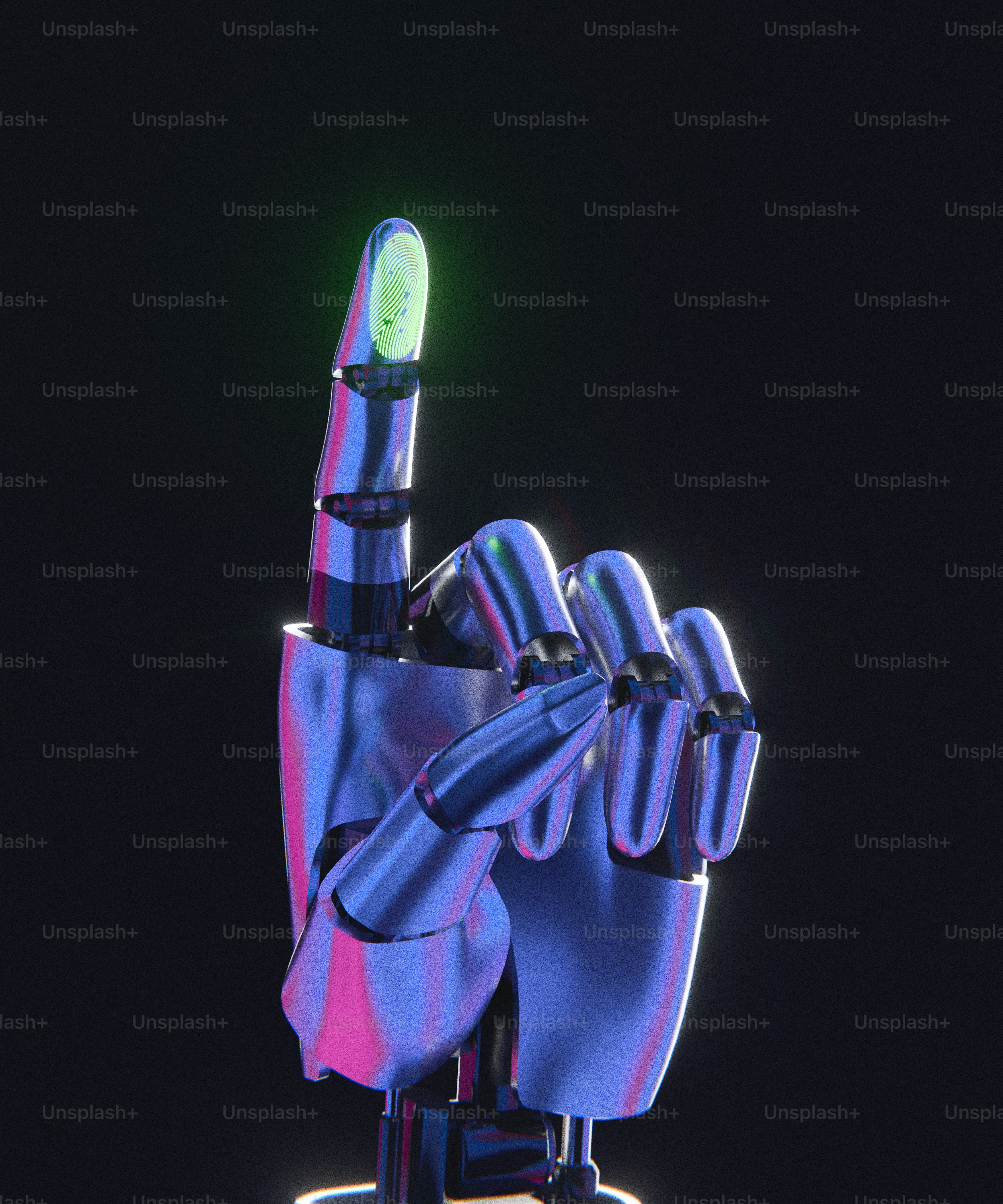 Robot hand pointing with a glowing fingertip. photo – Technology Image ...