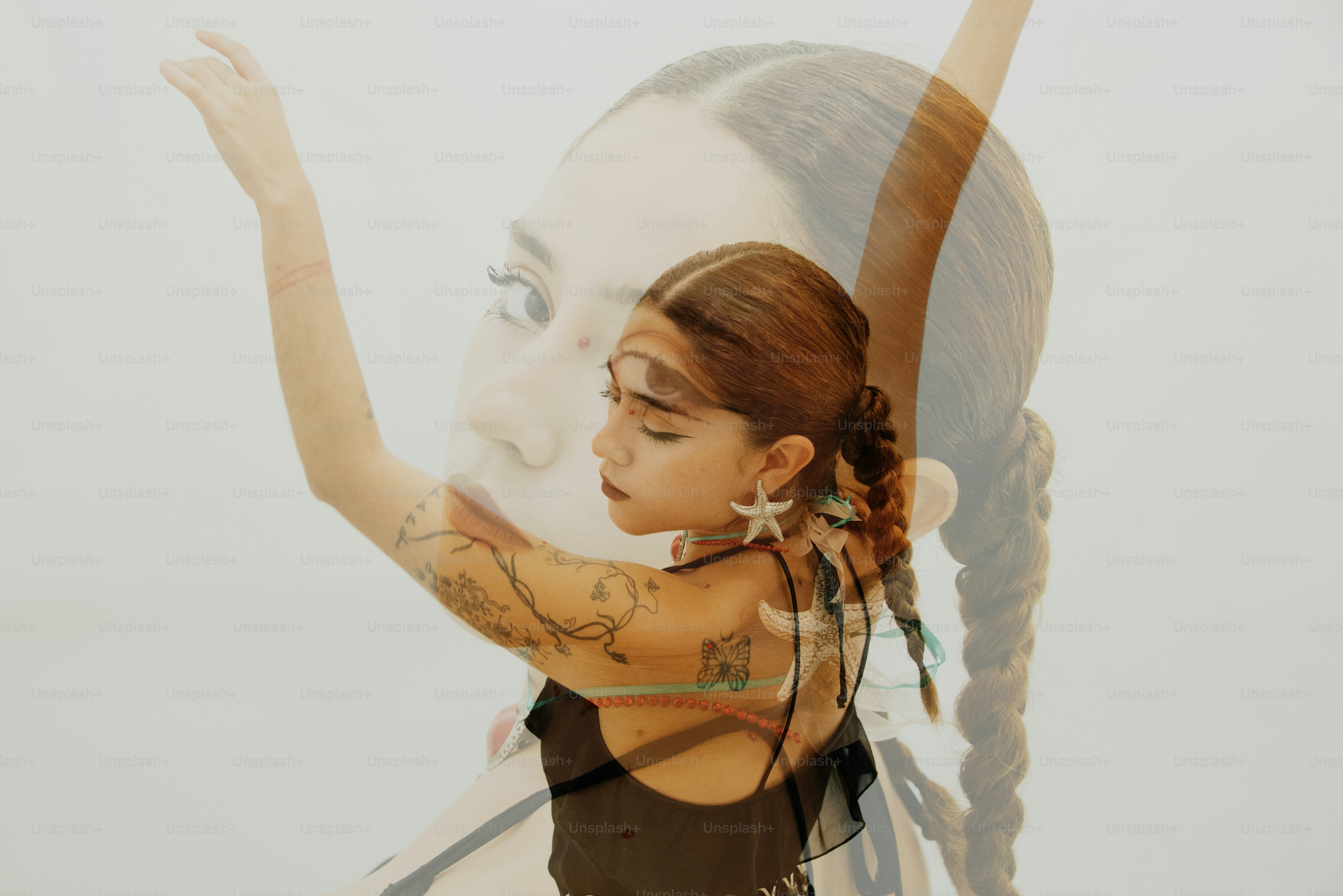 A dancing woman has a double exposure portrait. photo – Girl Image on ...