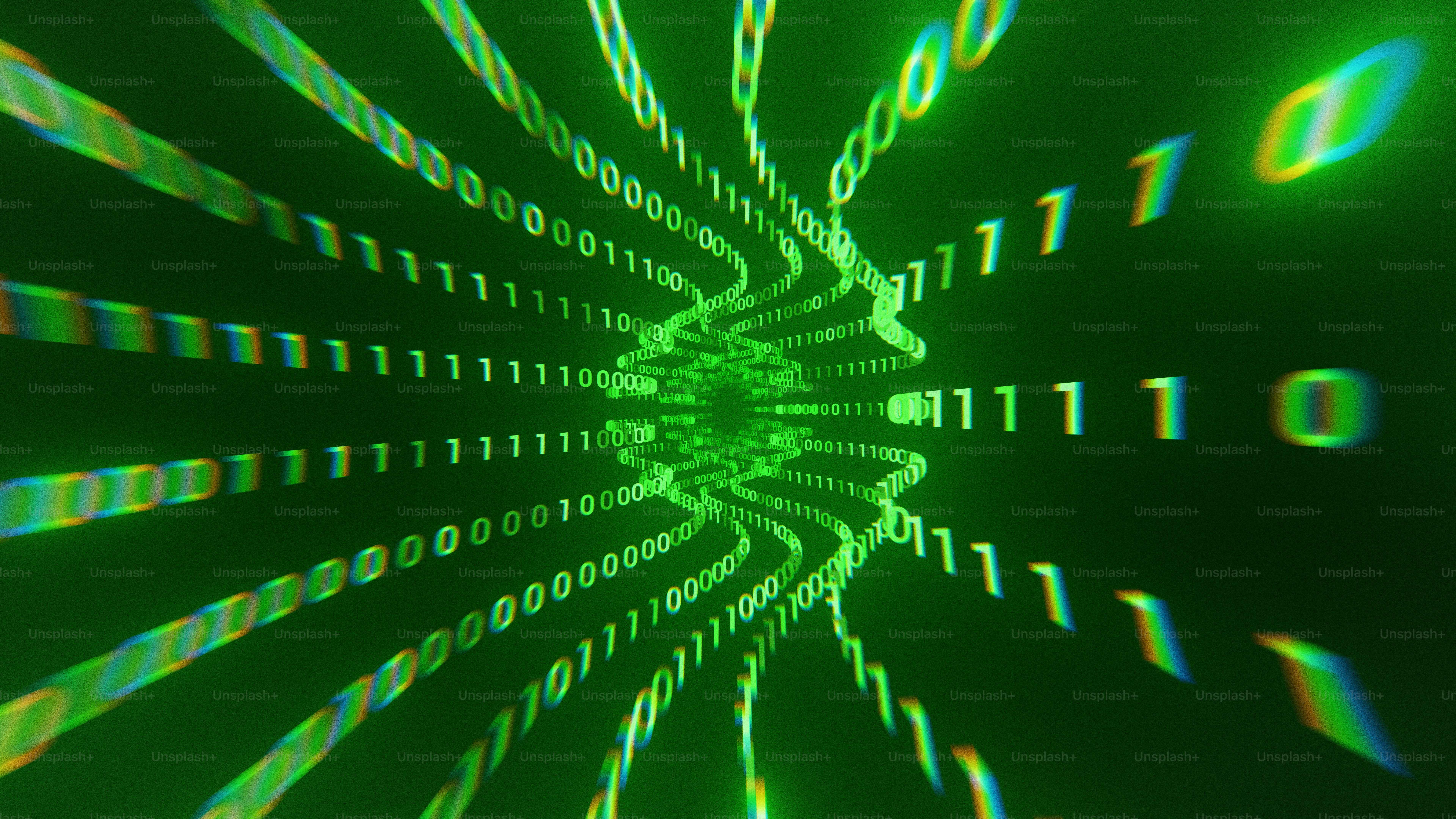 Binary code streaming through a green tunnel. photo – Technology Image on Unsplash