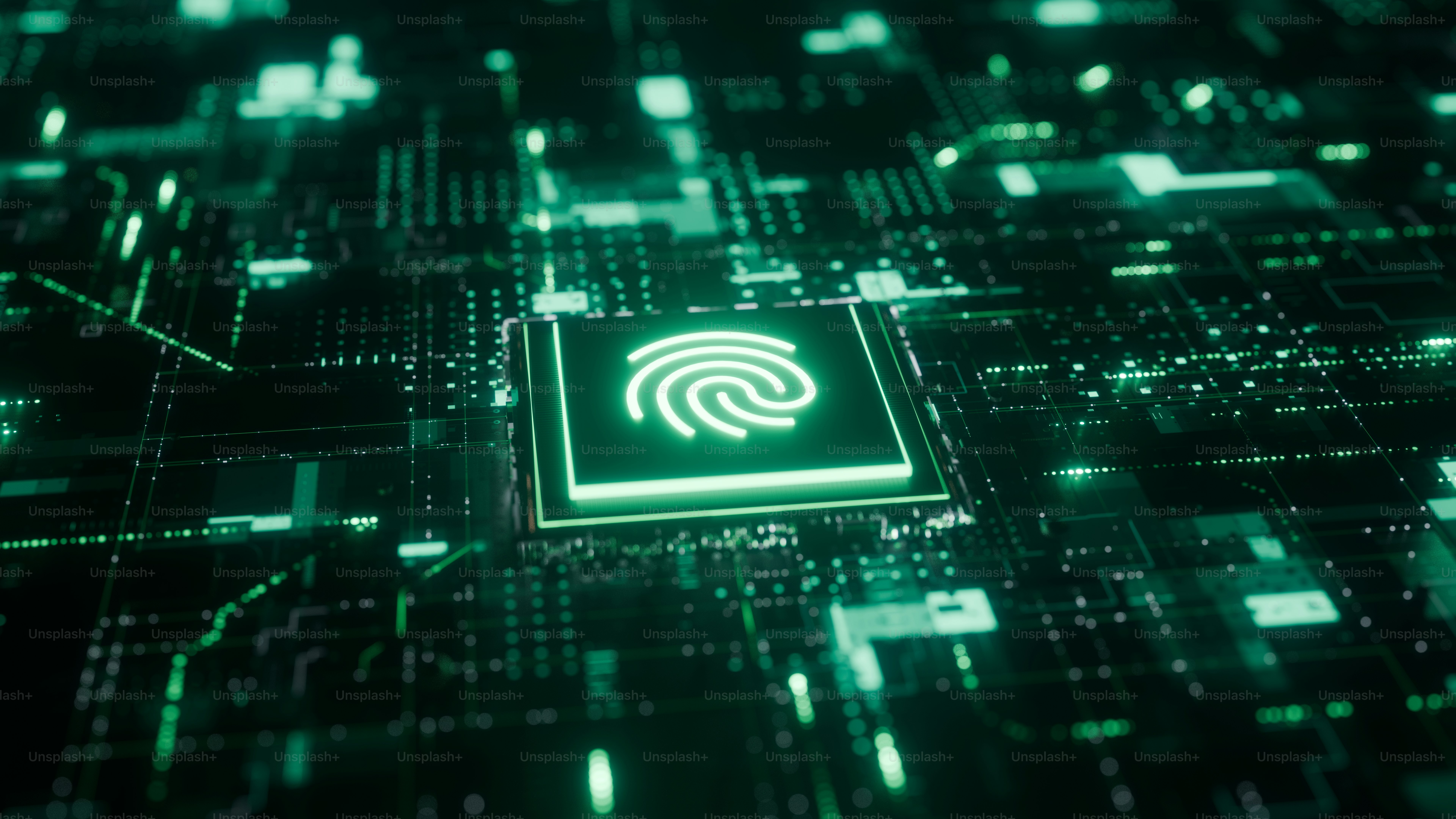 Digital fingerprint on a computer chip. photo – Technology Image on ...