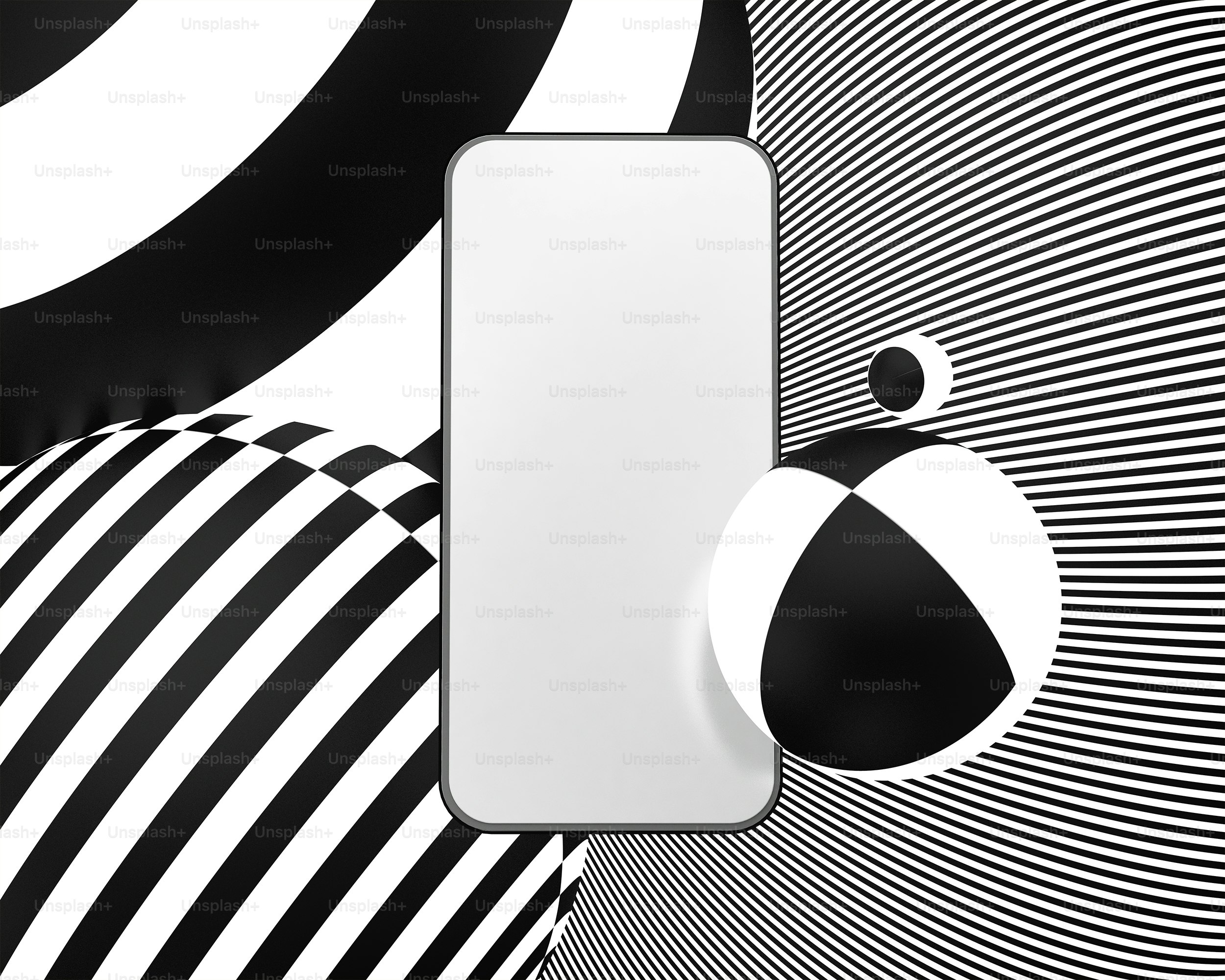 A phone with abstract black and white art. photo – Product Image on ...
