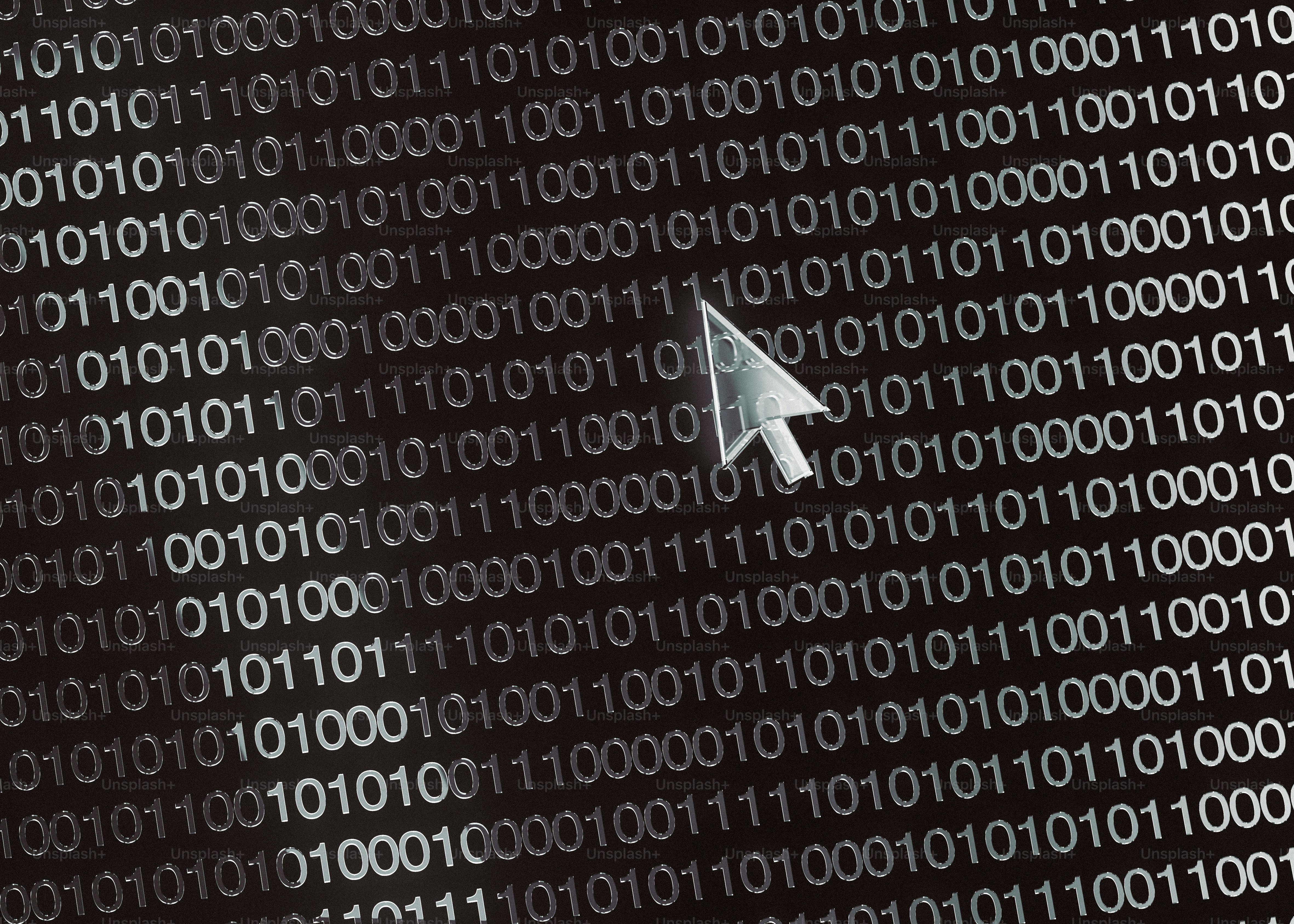 A computer cursor points at binary code. photo – Technology Image on ...