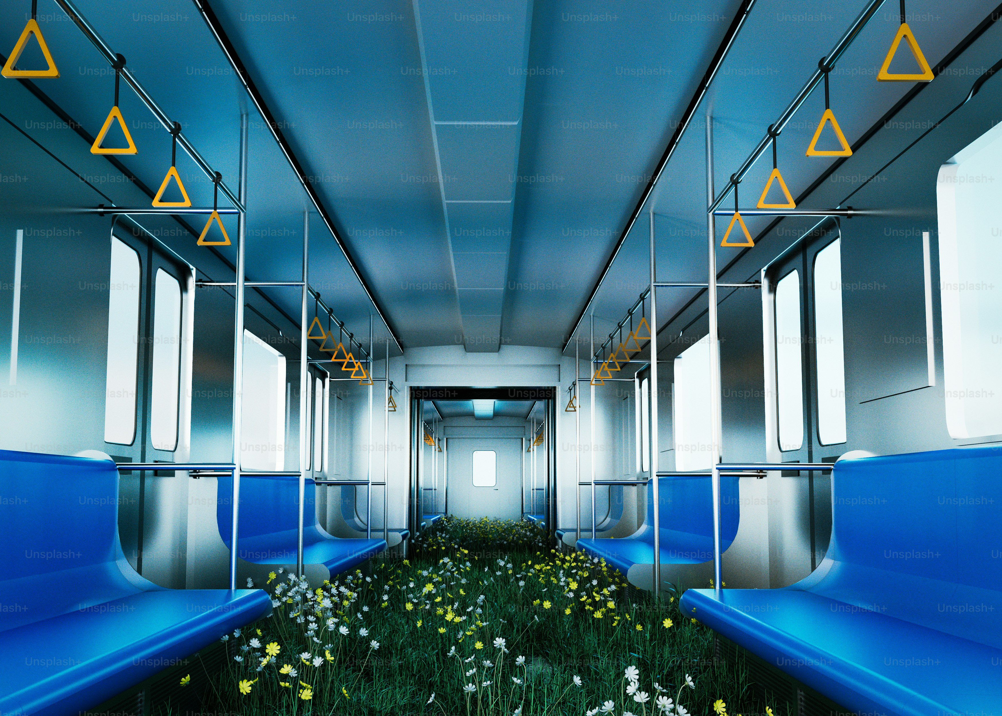 Subway carriage overgrown with flowers and grass. photo – Flowers Image ...